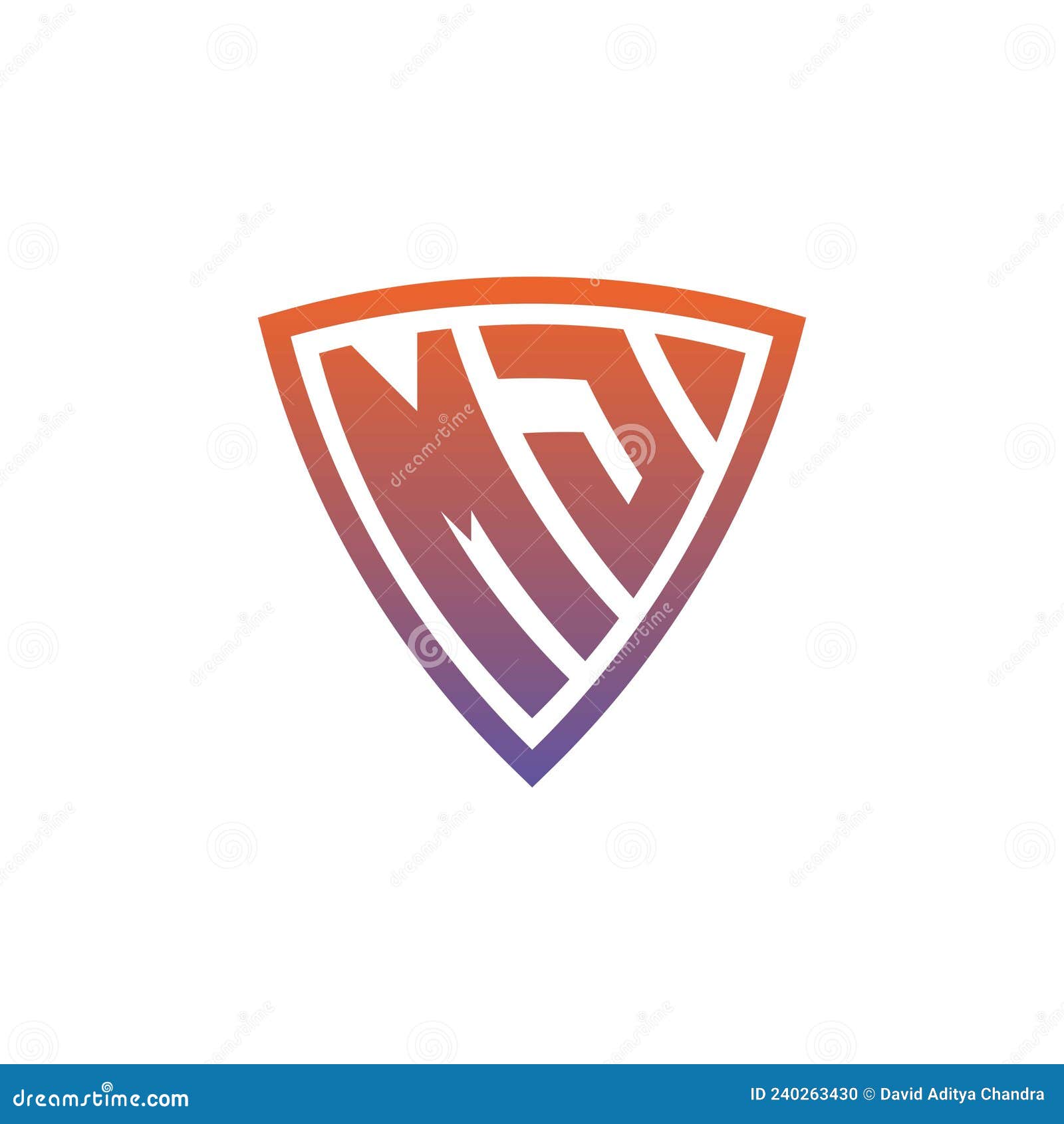 MJ Logo Shield Monogram Gradient Style Design Stock Vector ...