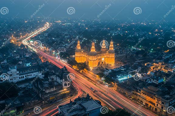 Aerial View of Hyderabad at Night with Charminar Illuminated Stock ...
