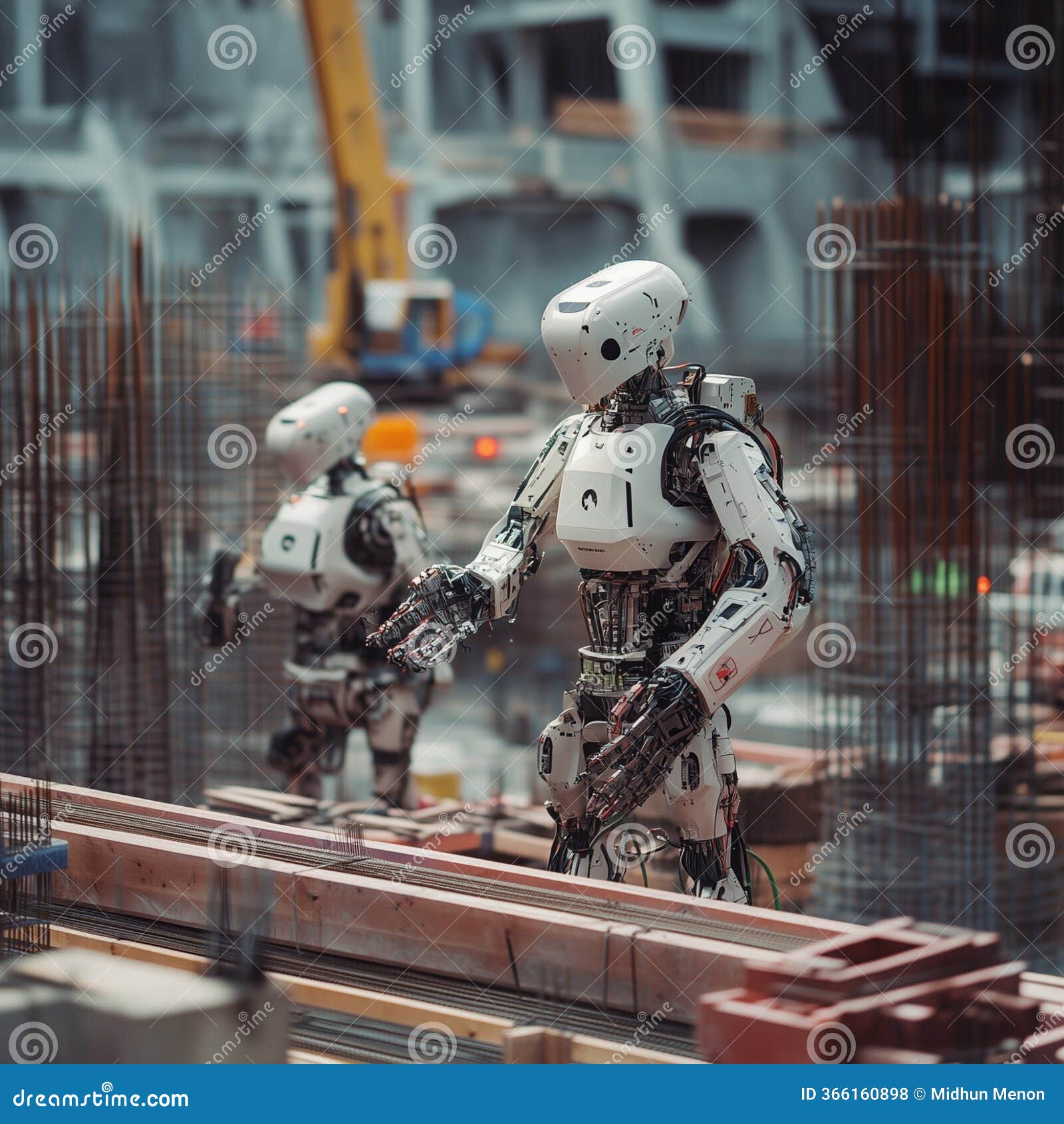Humanoid Robots Army Soldiers Standing Ready. Cartoon Vector ...