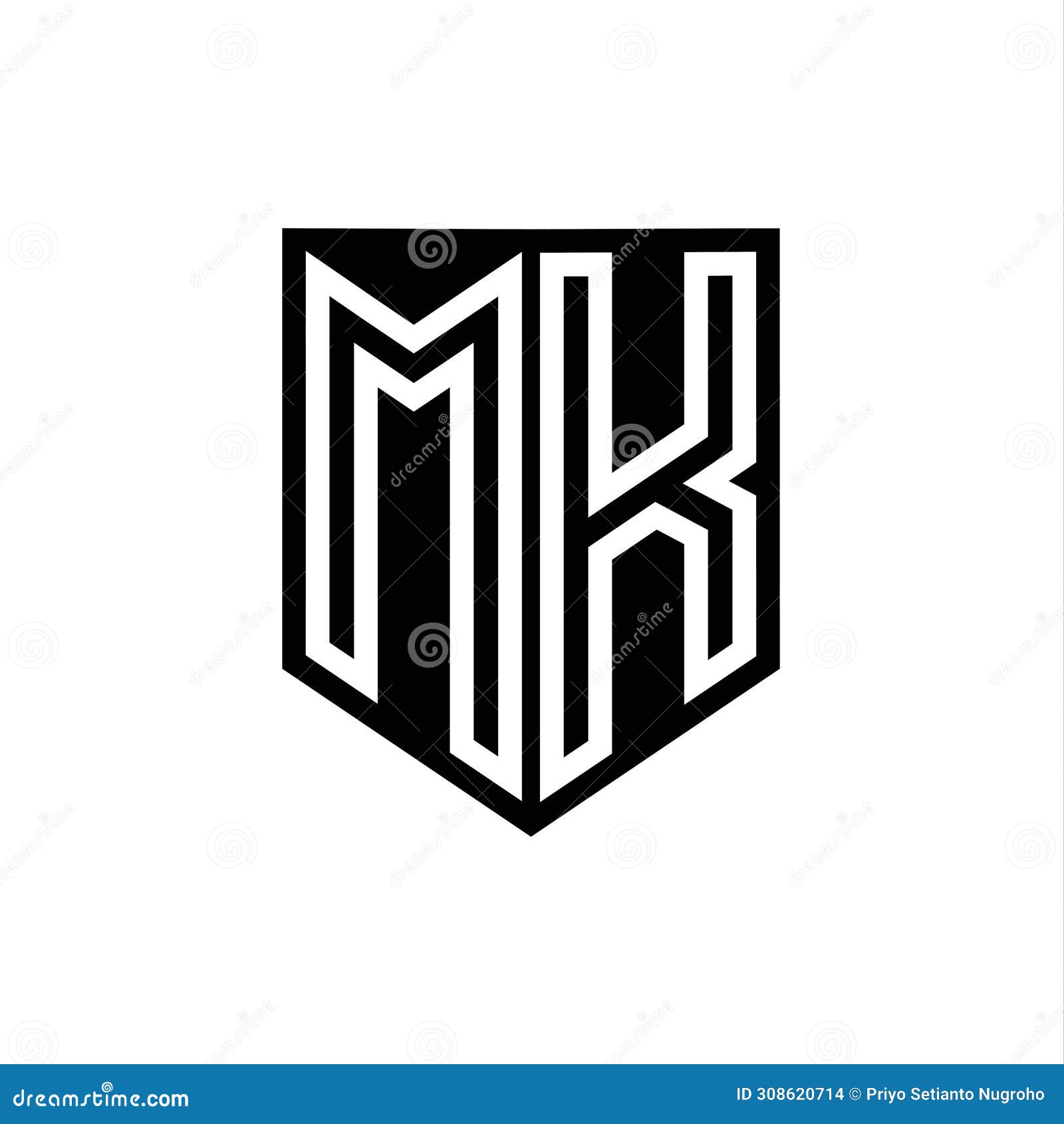 MK Logo Monogram Shield Geometric White Line Inside Black Shield Color ...