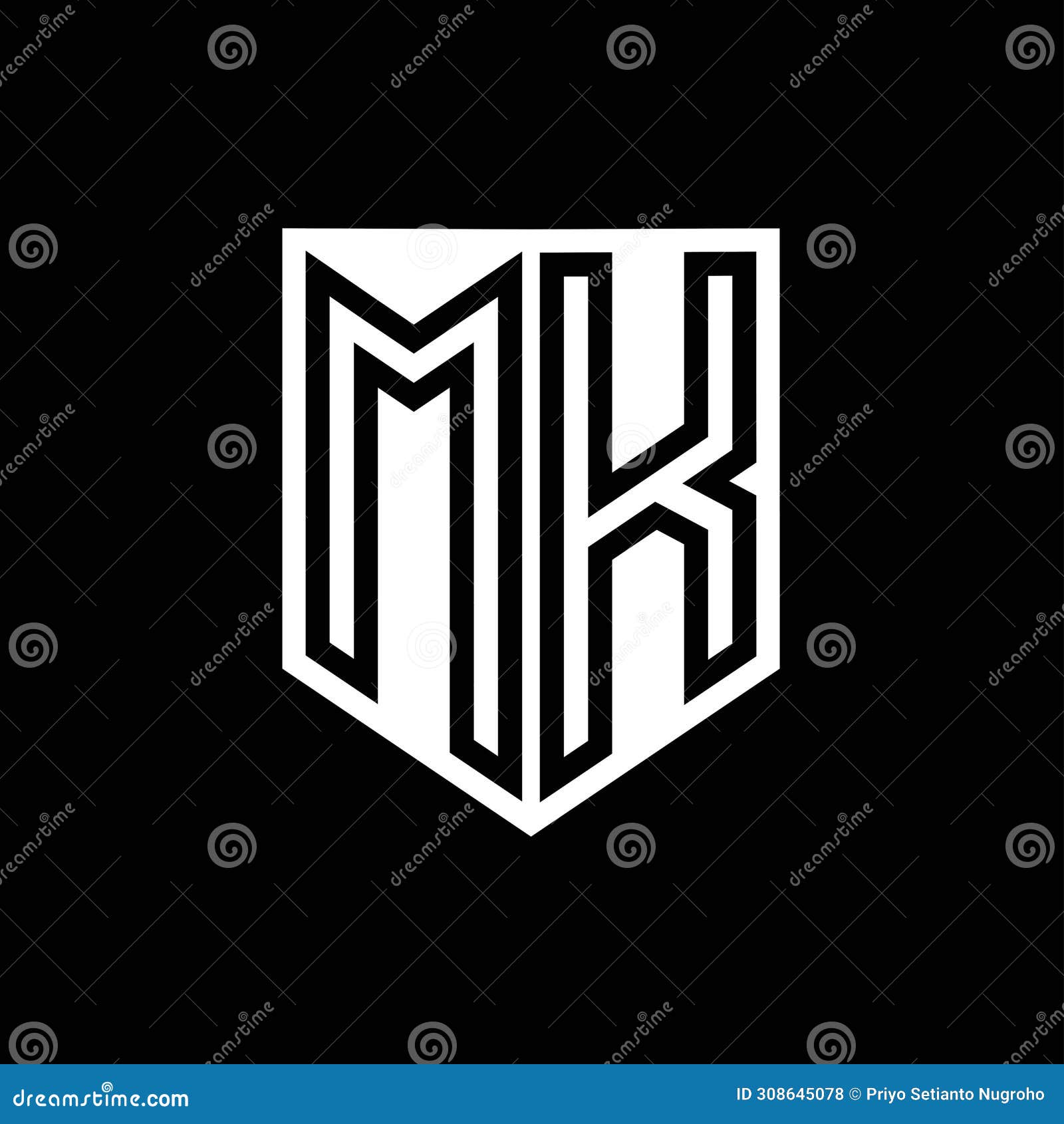 MK Logo Monogram Shield Geometric Black Line Inside White Shield Color ...
