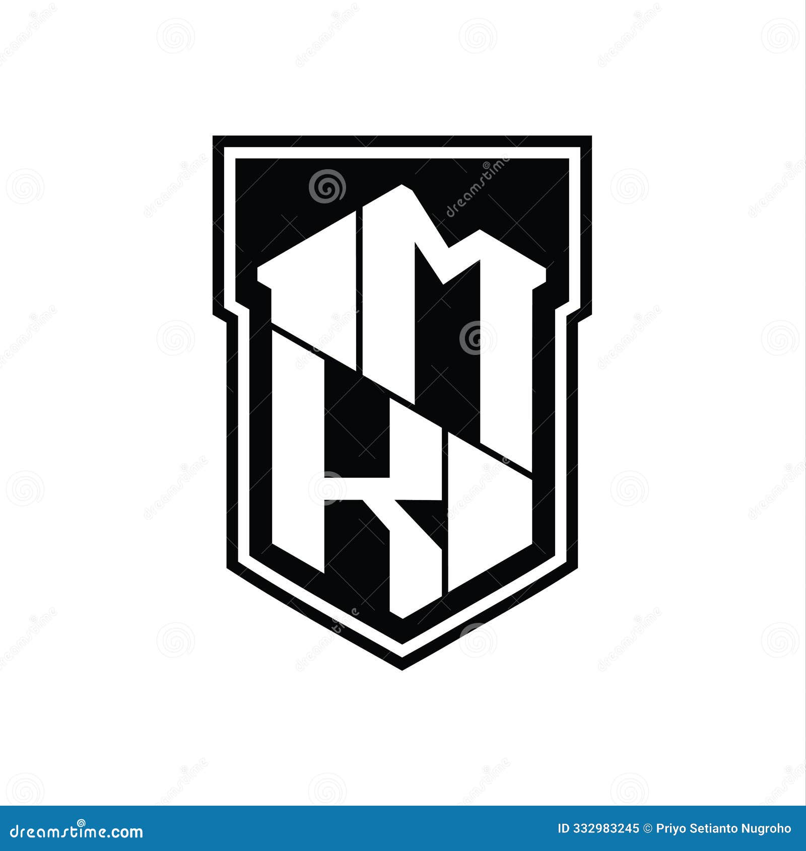 MK Logo Monogram Hexagon Geometric Up and Down Inside Shield Isolated ...