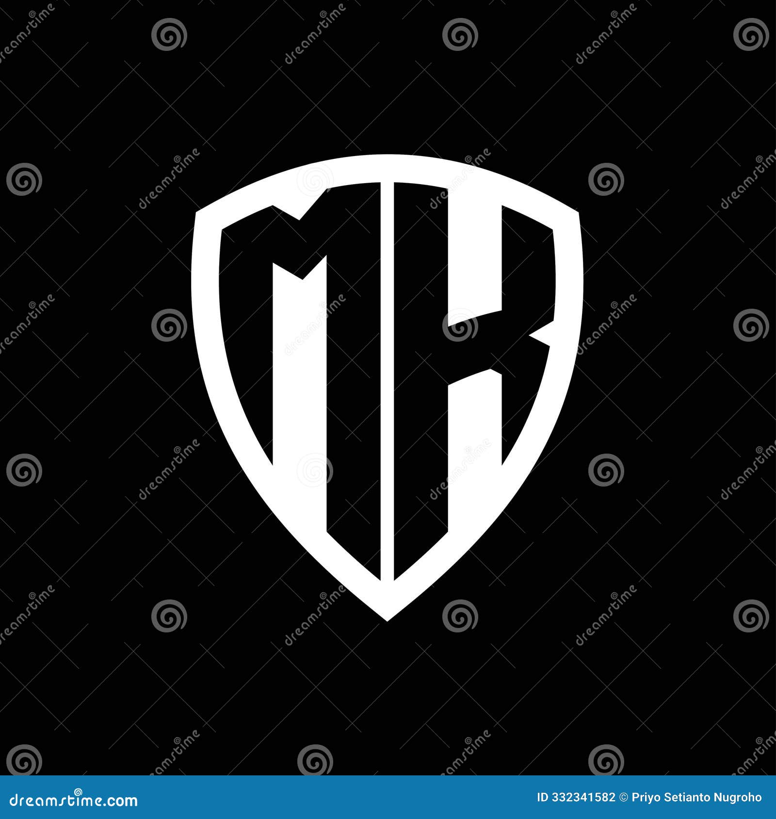 MK Monogram Logo with Bold Letters Shield Shape with Black and White ...
