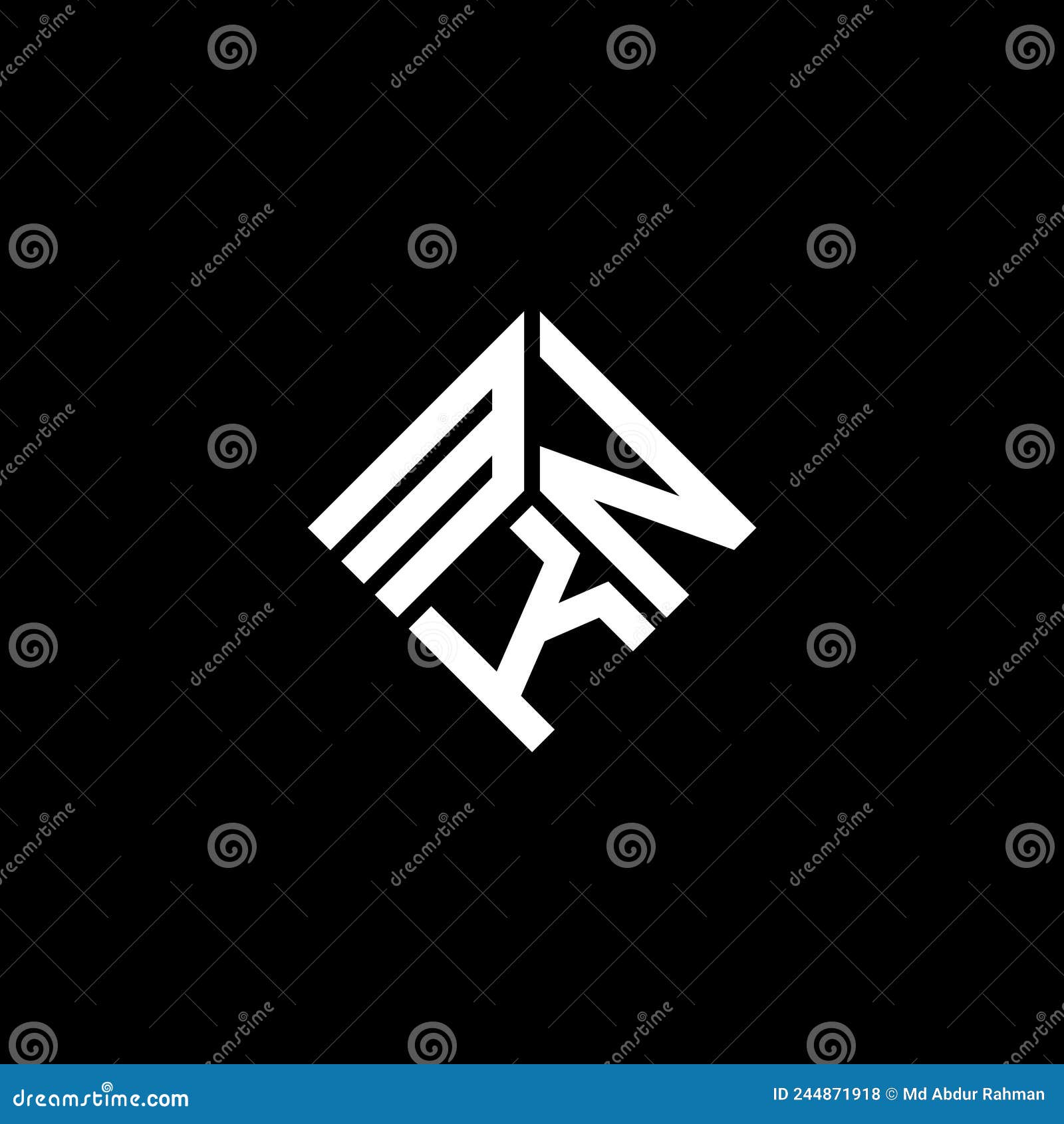 MKN Letter Logo Design on Black Background. MKN Creative Initials ...