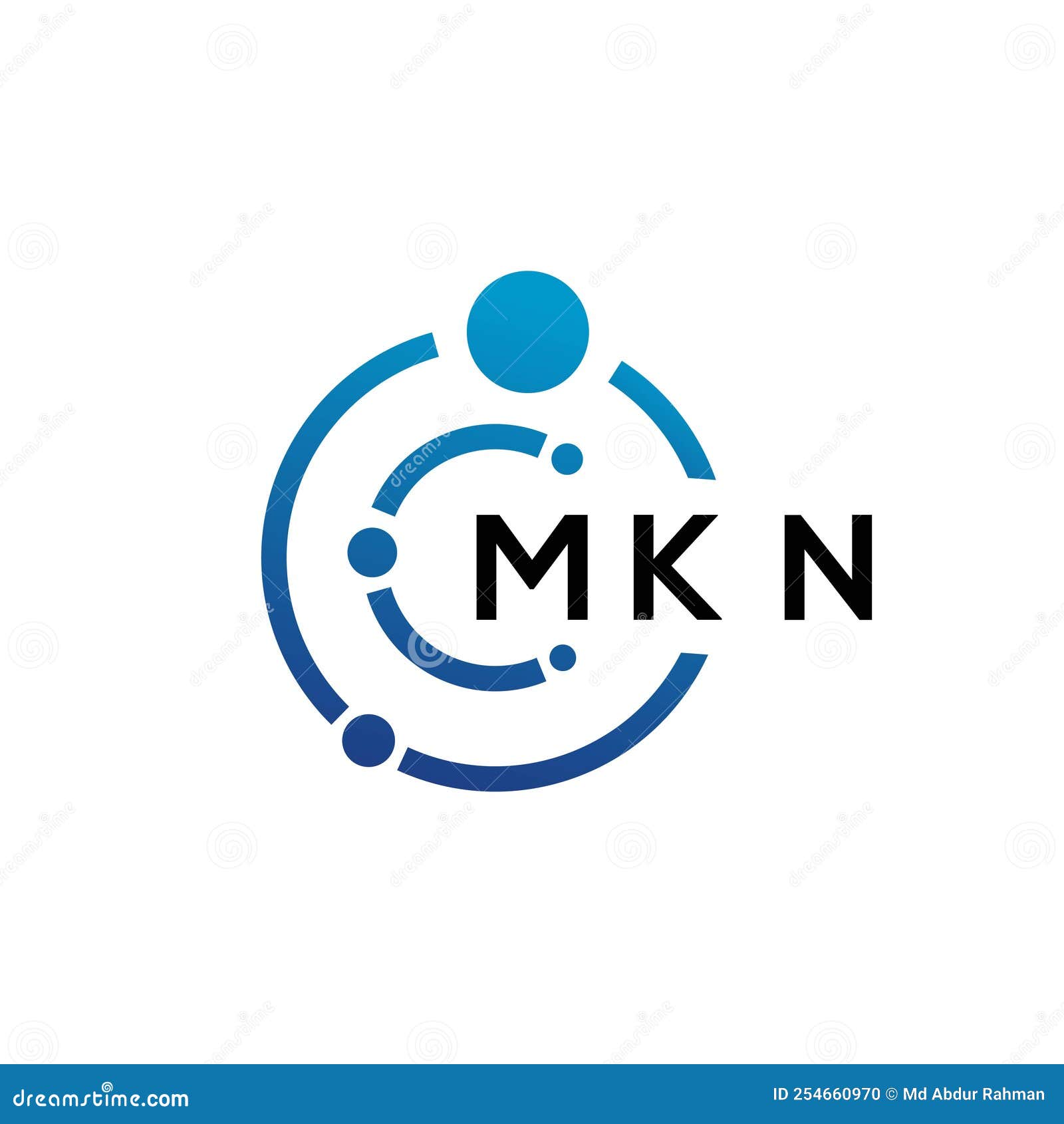MKN Letter Technology Logo Design on White Background. MKN Creative ...