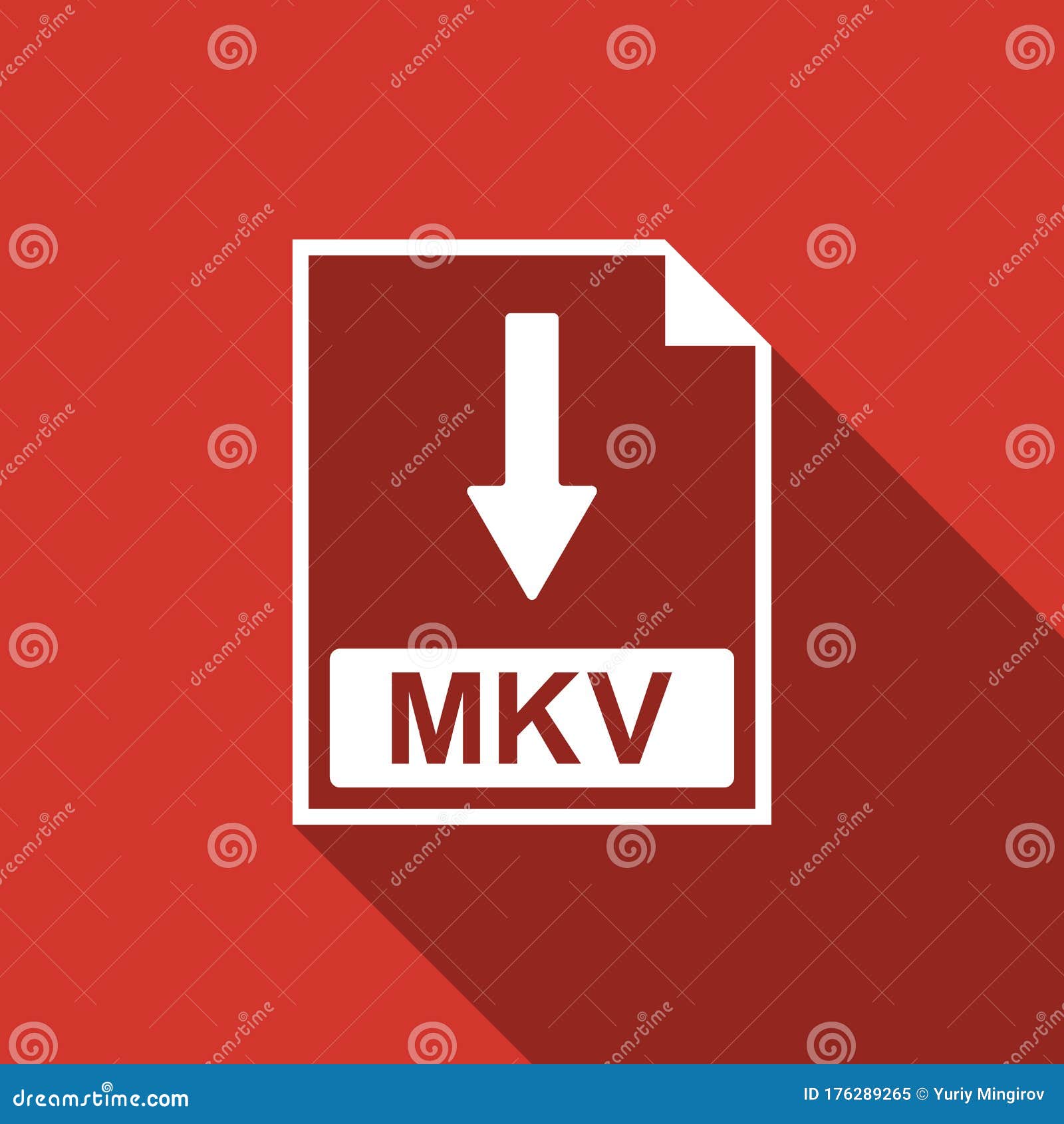 MKV File Document Icon. Download MKV Button Icon Isolated with Long ...
