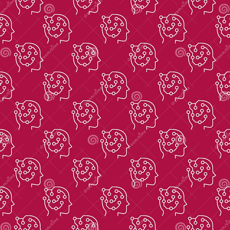 ML Head with Circuit Board Vector Machine Learning Red Line Seamless ...