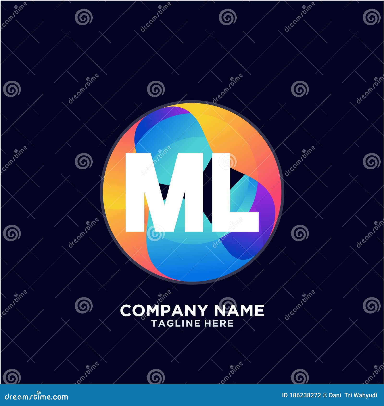 ML Initial Logo with Colorful Circle Template Vector Stock Vector ...