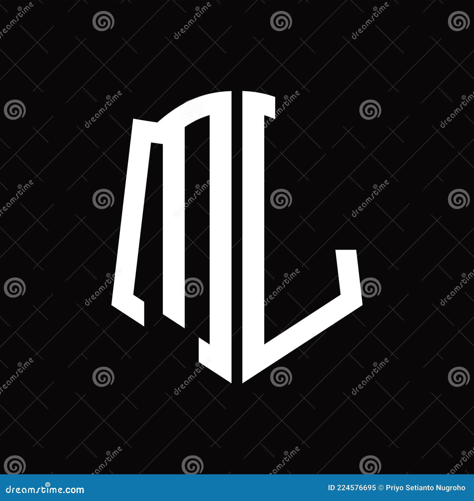 ML Logo Monogram with Shield Shape Ribbon Design Template Stock Vector ...