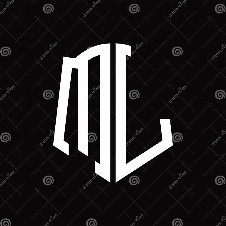 ML Logo Monogram with Shield Shape Ribbon Design Template Stock Vector ...
