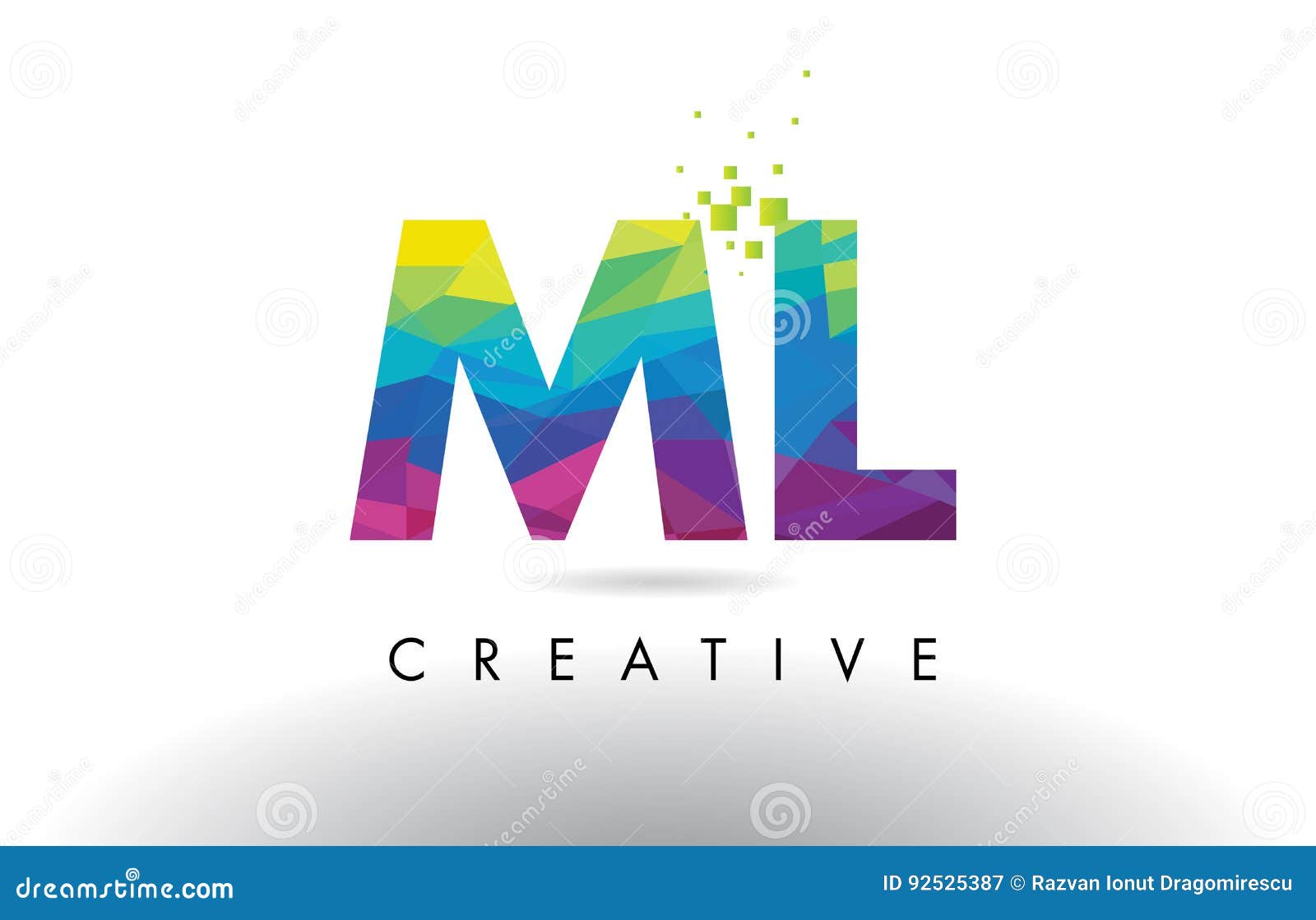 Ml M L Colorful Letter Origami Triangles Design Vector Stock Vector Illustration Of Logotype
