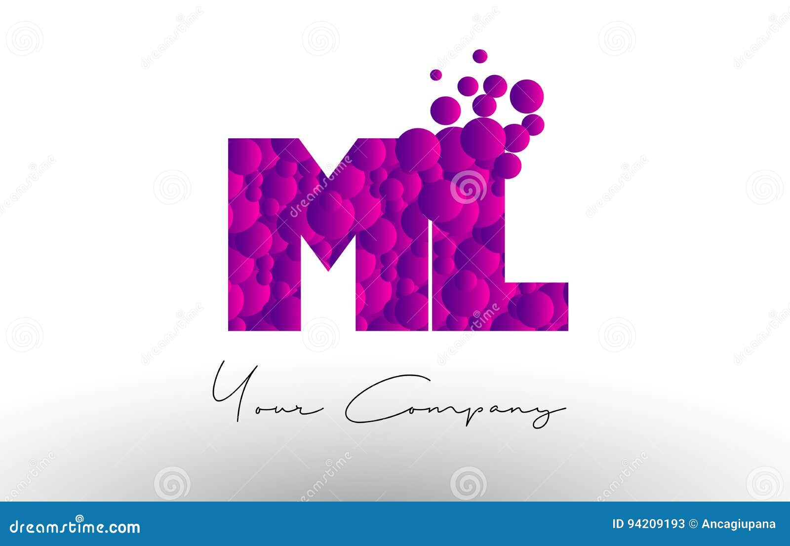 ML M L Dots Letter Logo with Purple Bubbles Texture. Stock Vector ...