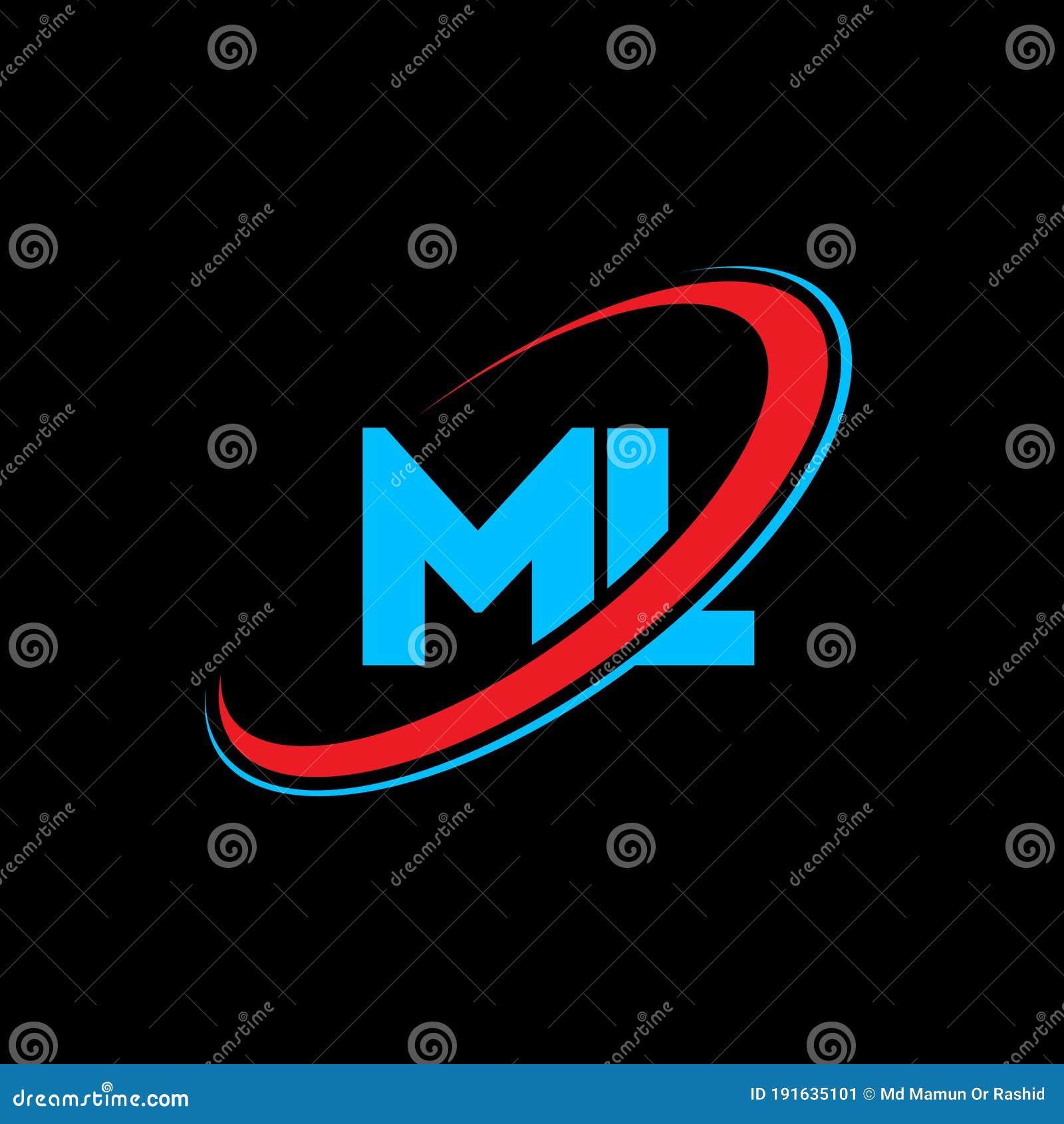 ML M L Letter Logo Design. Initial Letter ML Linked Circle Uppercase ...