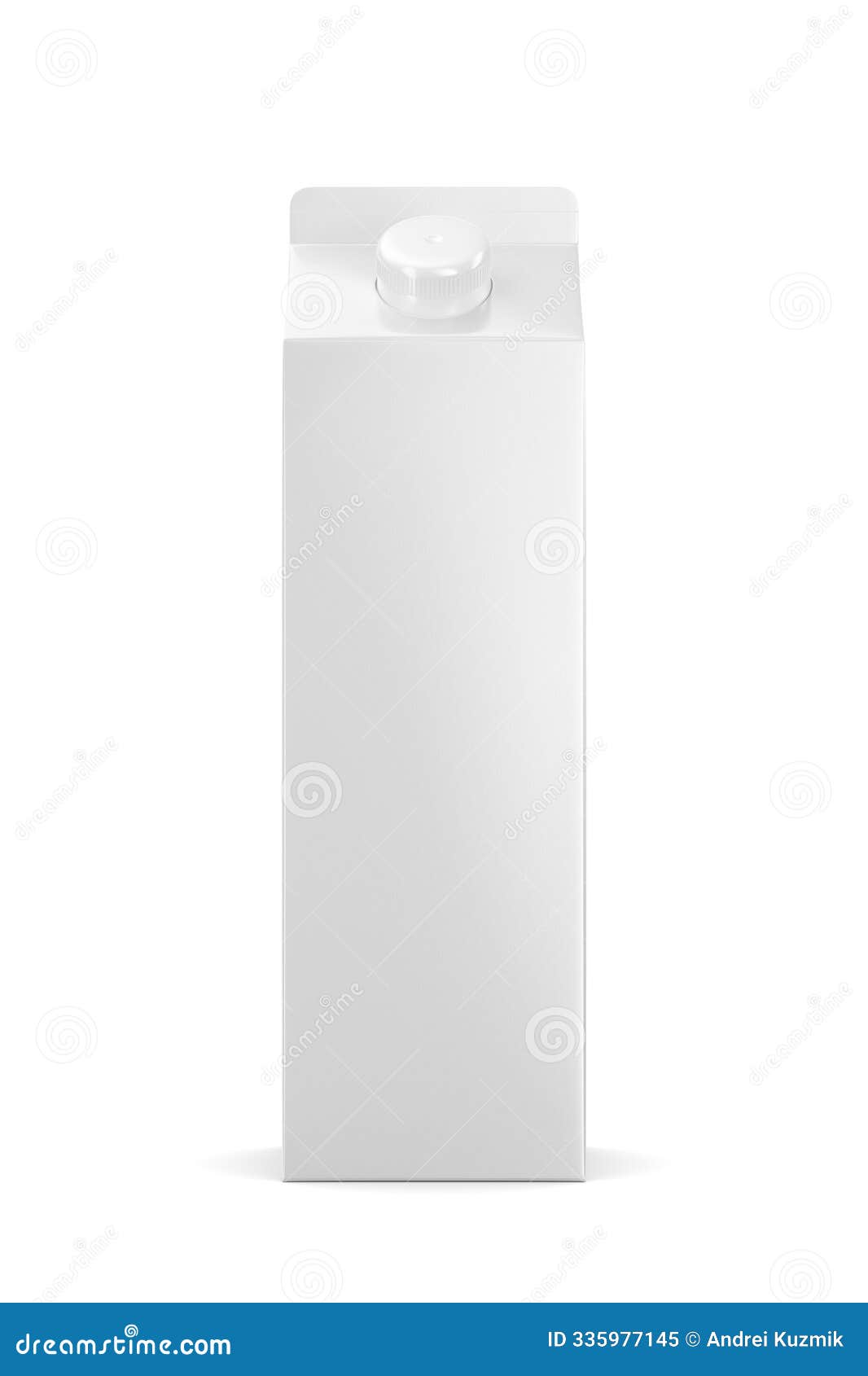 1000ml Milk or Juice Carton Square Package with Cap Isolated on White ...