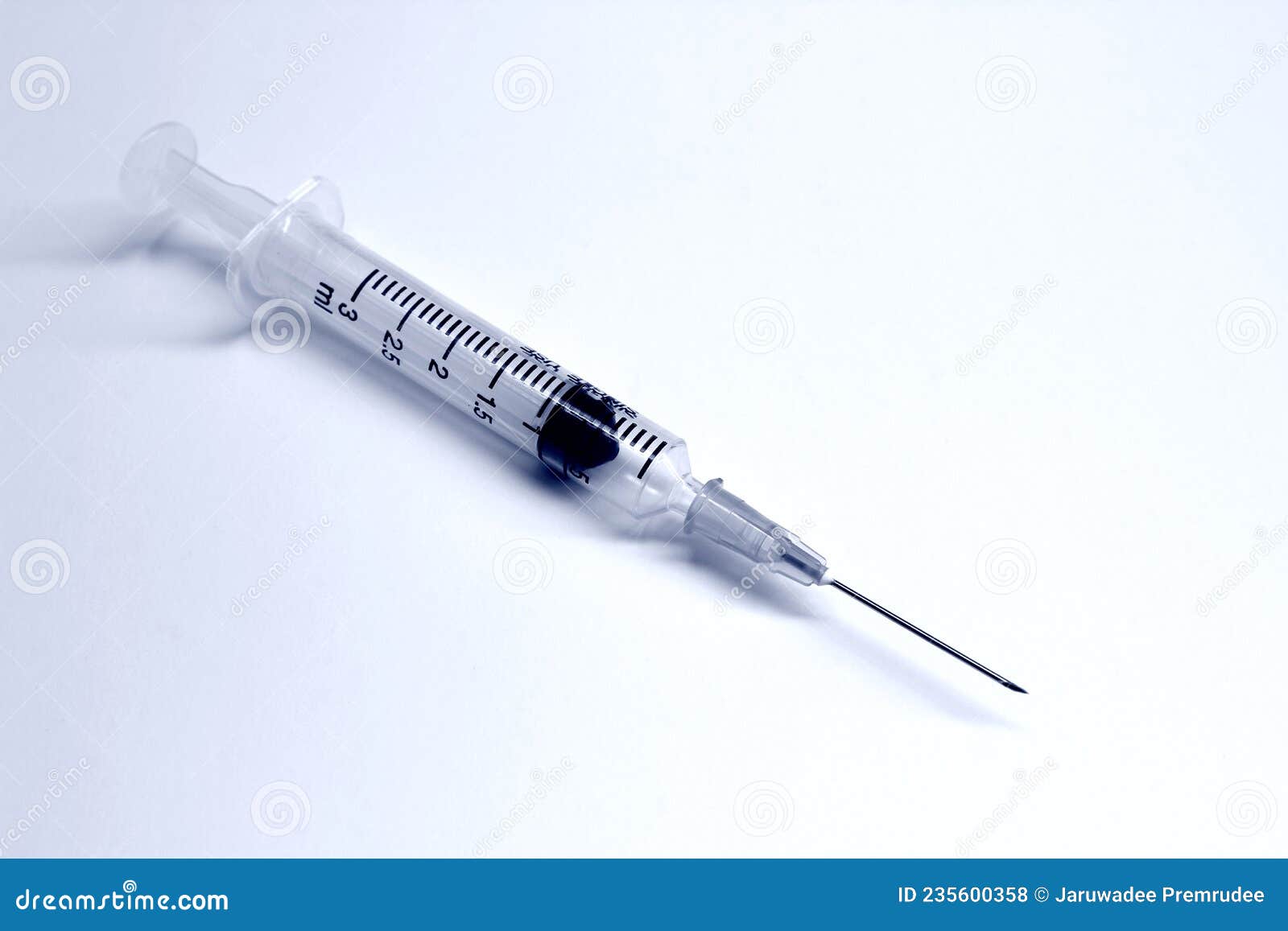 3 Ml Plastic Syringe with Needle Isolated on the White Background Stock ...