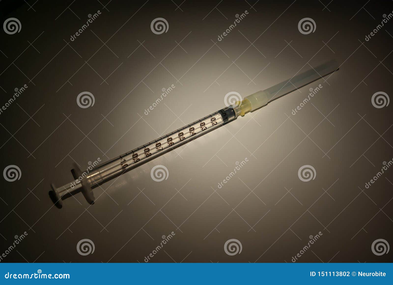 1 Ml Syringe with Needle Illuminated with Gradient Smooth Background ...
