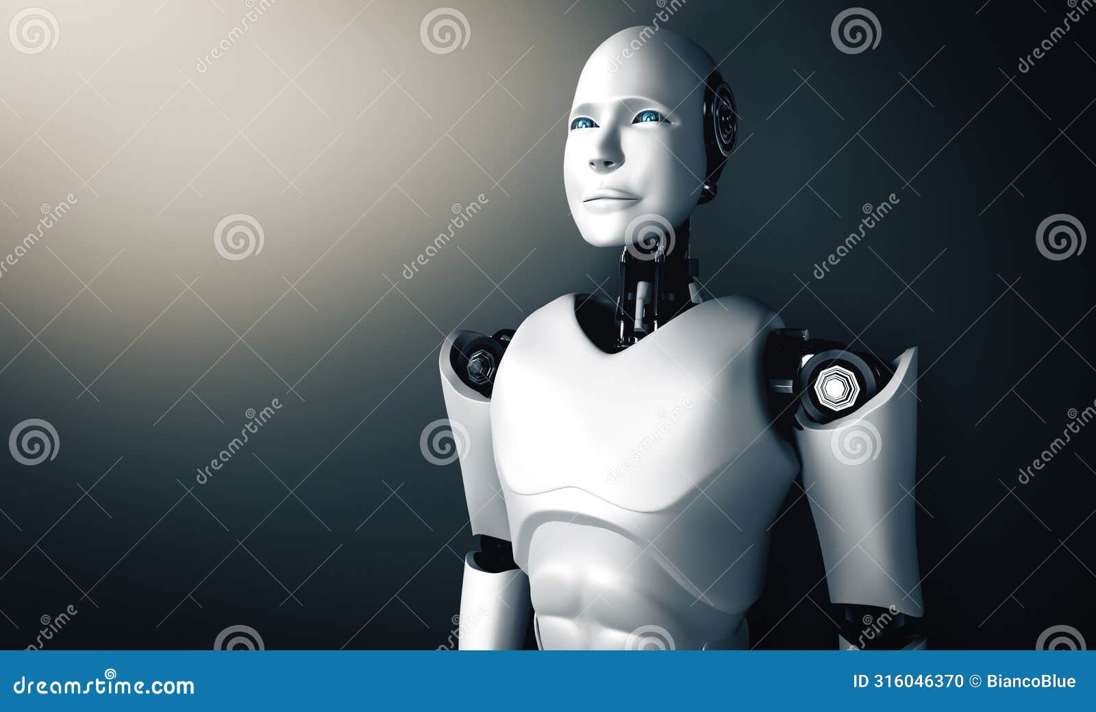 MLB Standing Humanoid Robot Looking Forward on Clean Background Stock ...