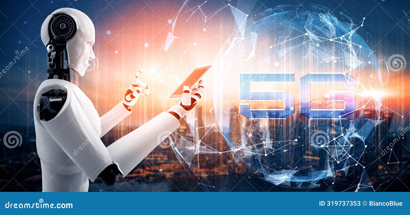 MLB Robot Humanoid Use Mobile Phone or Tablet for Global Network ...