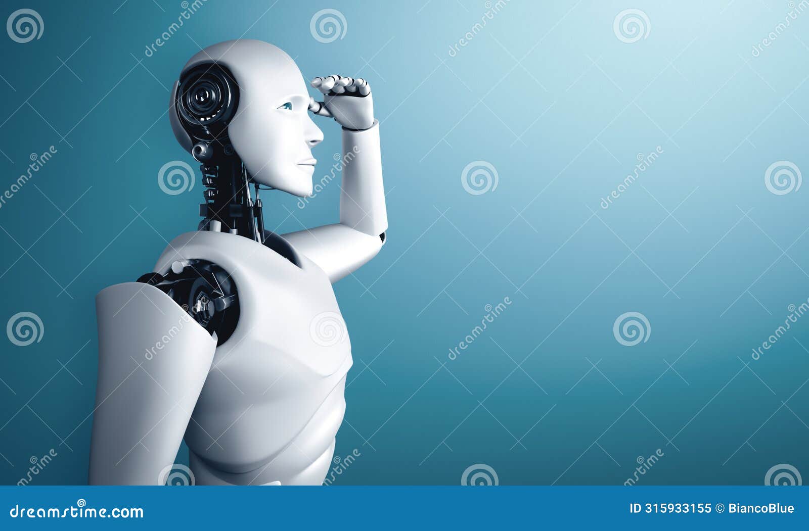 MLB Standing Humanoid Robot Looking Forward on Clean Background Stock ...
