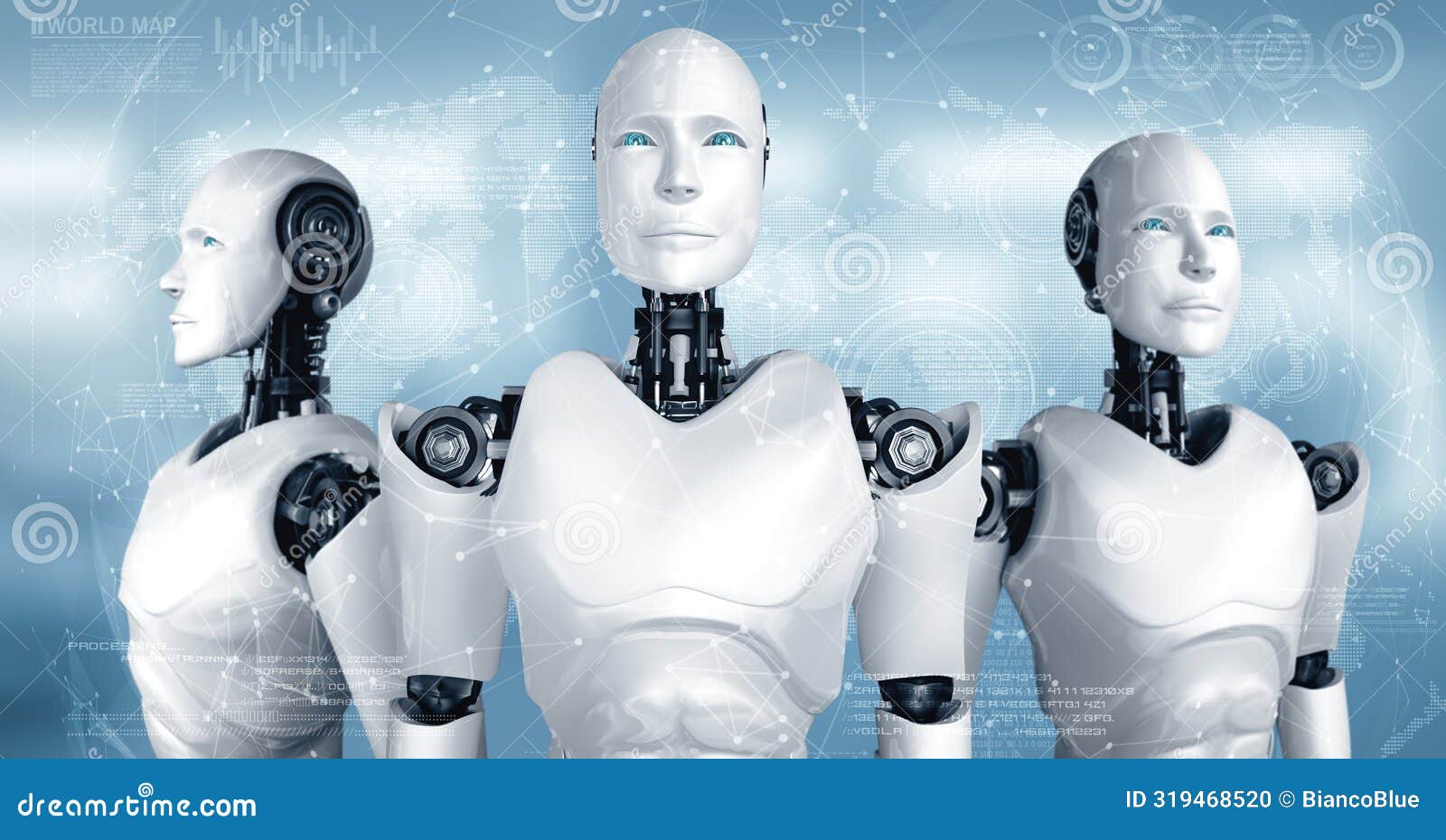 MLB Team Humanoid AI Robot Showing Concept of Teamwork and Collaboration Stock Illustration ...