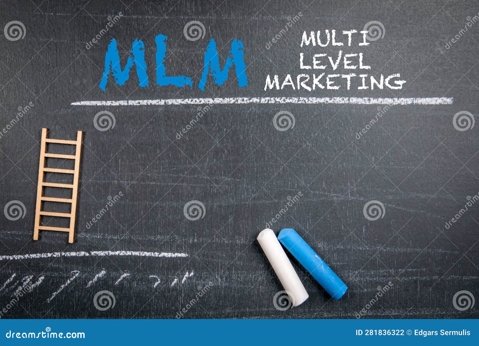 MLM Multi Level Marketing Concept. Text on a Dark Chalk Board Stock ...