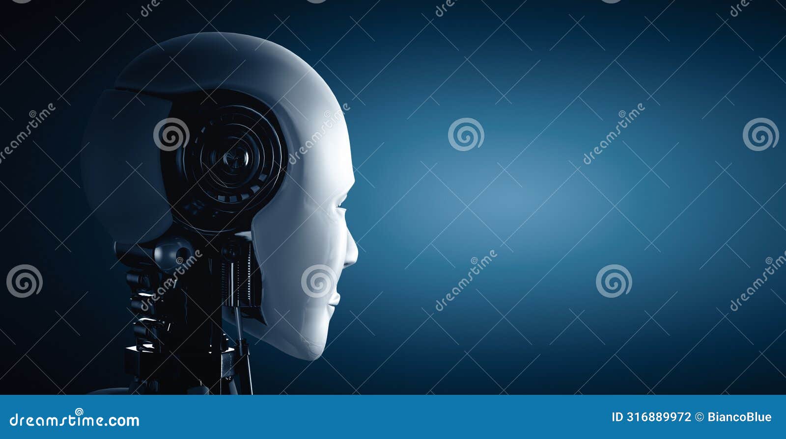 MLP Back View of Humanoid AI Robot Head Stock Illustration ...