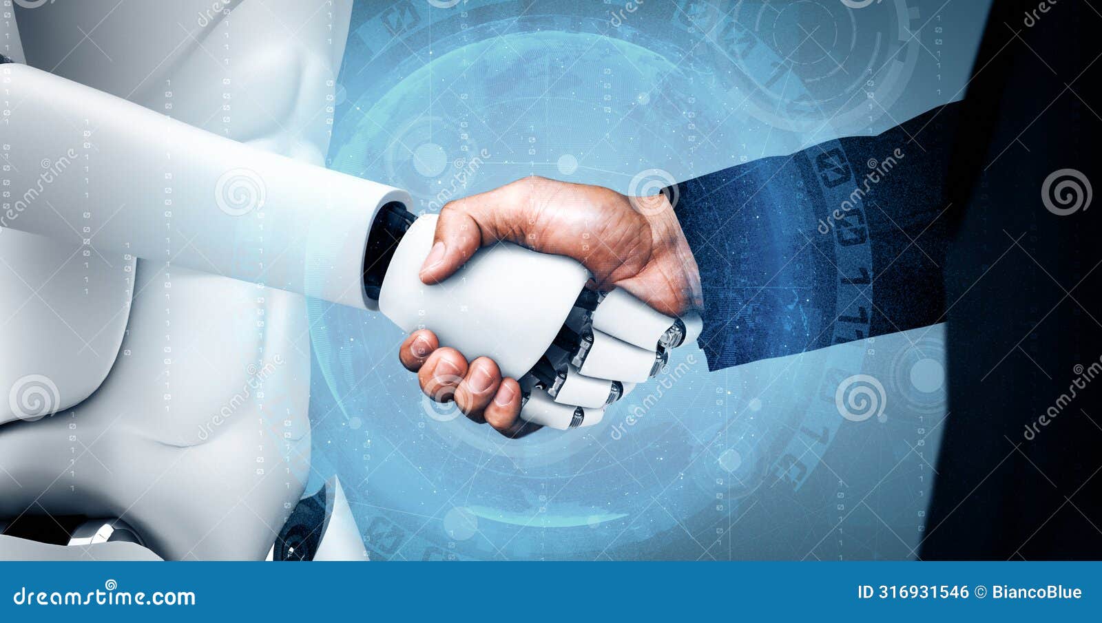 MLP 3D Rendering Humanoid Robot Handshake To Collaborate Future ...