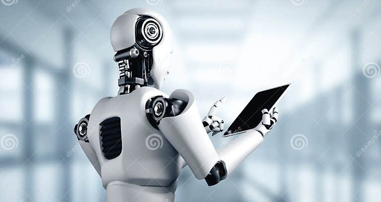 MLP Robot Humanoid Using Tablet Computer in Future Office Stock ...