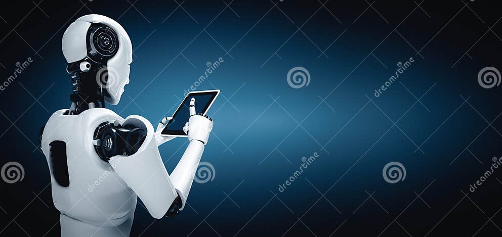 MLP Robot Humanoid Using Tablet Computer in Future Office Stock ...