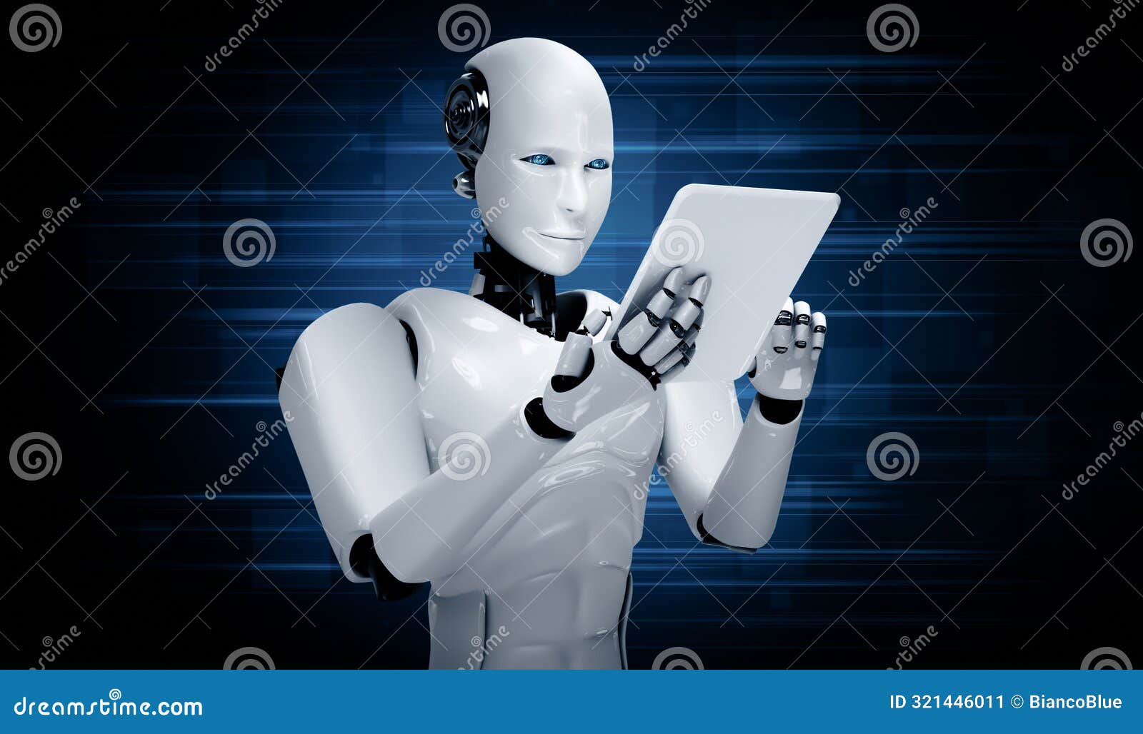 MLP Robot Humanoid Using Tablet Computer in Future Office Stock ...