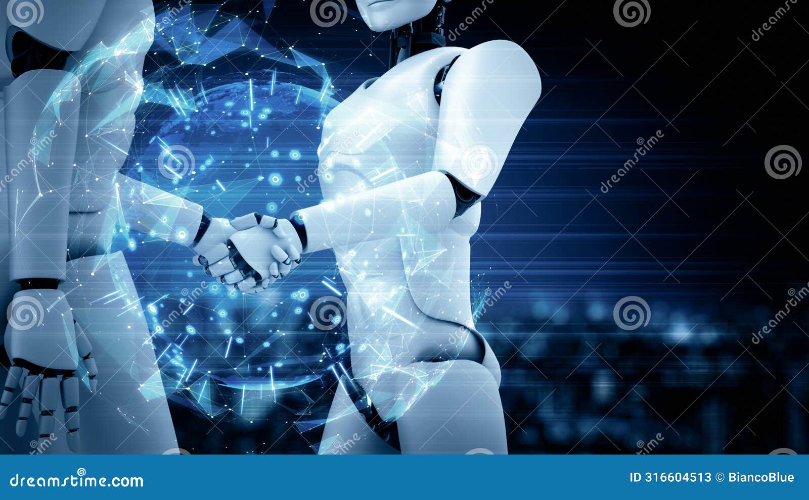 MLP 3D Rendering Hominoid Robot Handshake To Collaborate Future ...