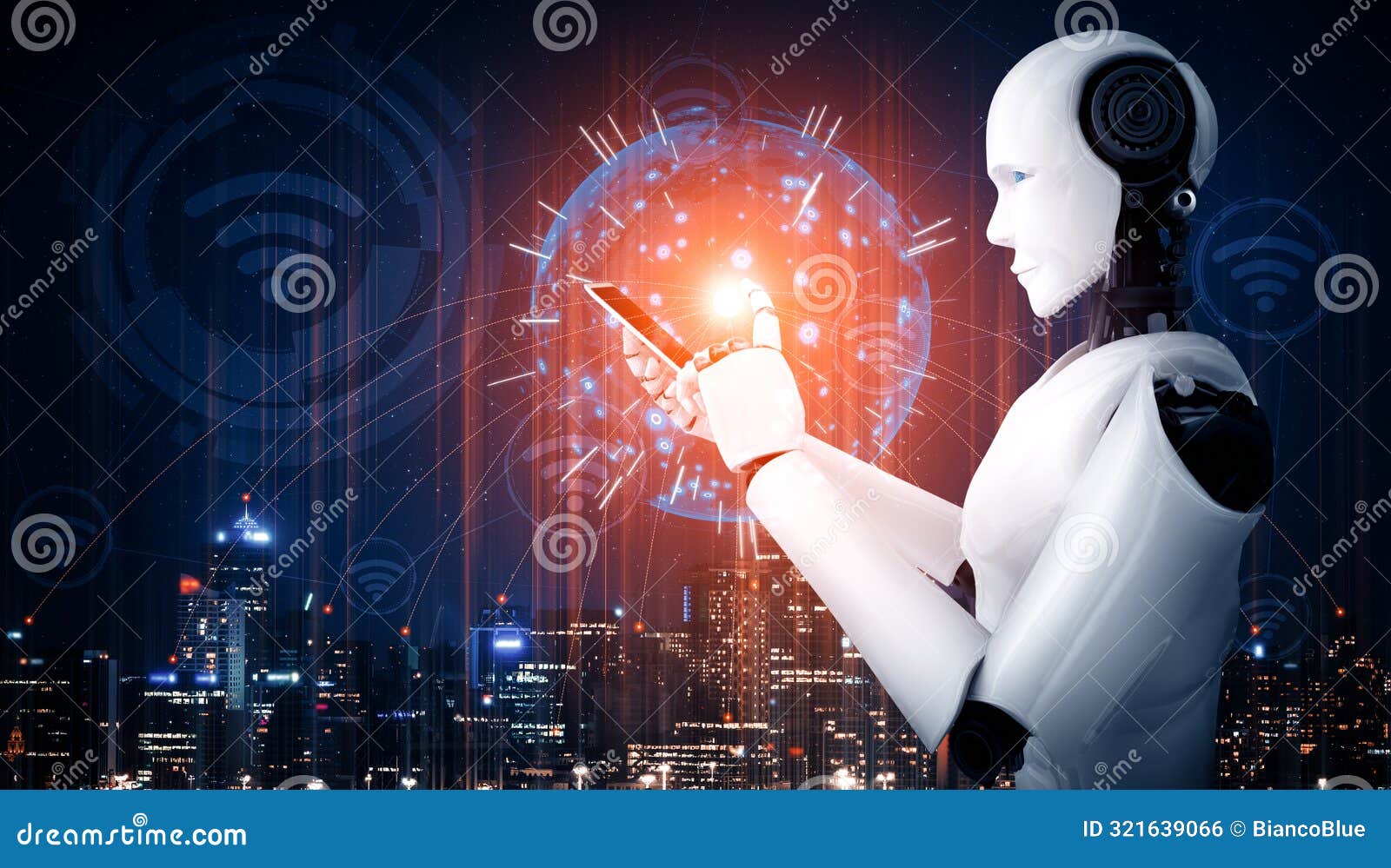 MLP Robot Humanoid Use Mobile Phone or Tablet for Global Network ...