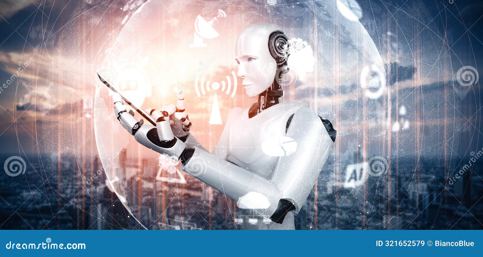 MLP Robot Humanoid Use Mobile Phone or Tablet for Global Network ...