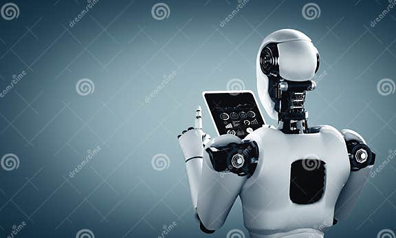 MLP Robot Humanoid Using Tablet Computer in Future Office Stock ...