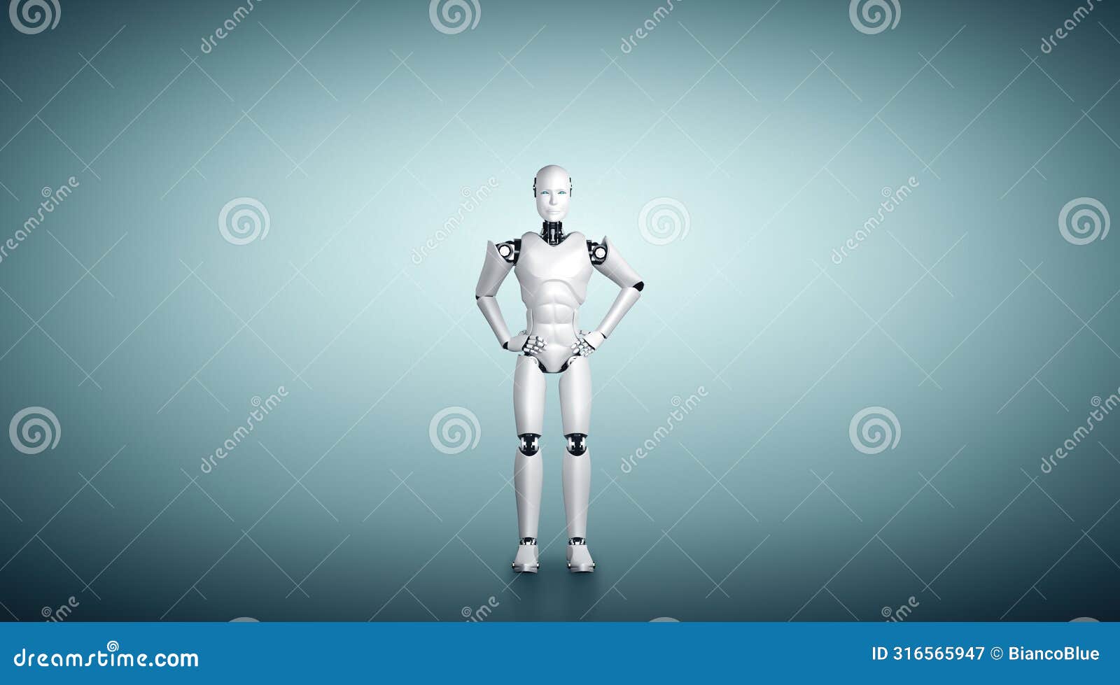 MLP Standing Humanoid Robot Looking Forward on Clean Background Stock ...