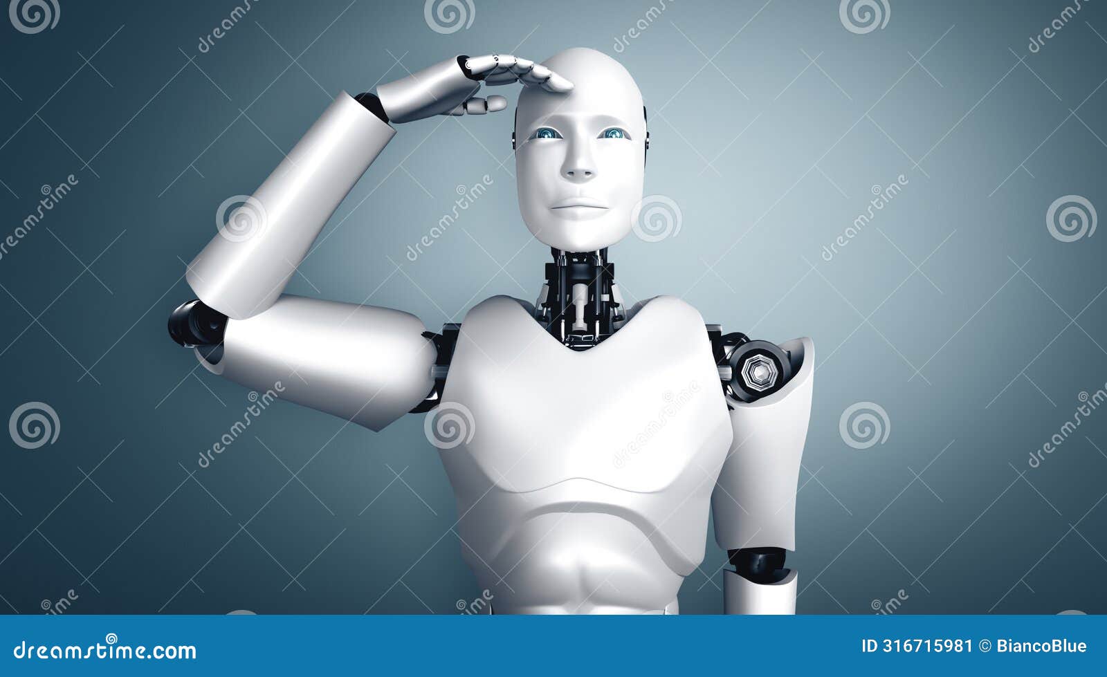 MLP Standing Humanoid Robot Looking Forward on Clean Background Stock ...