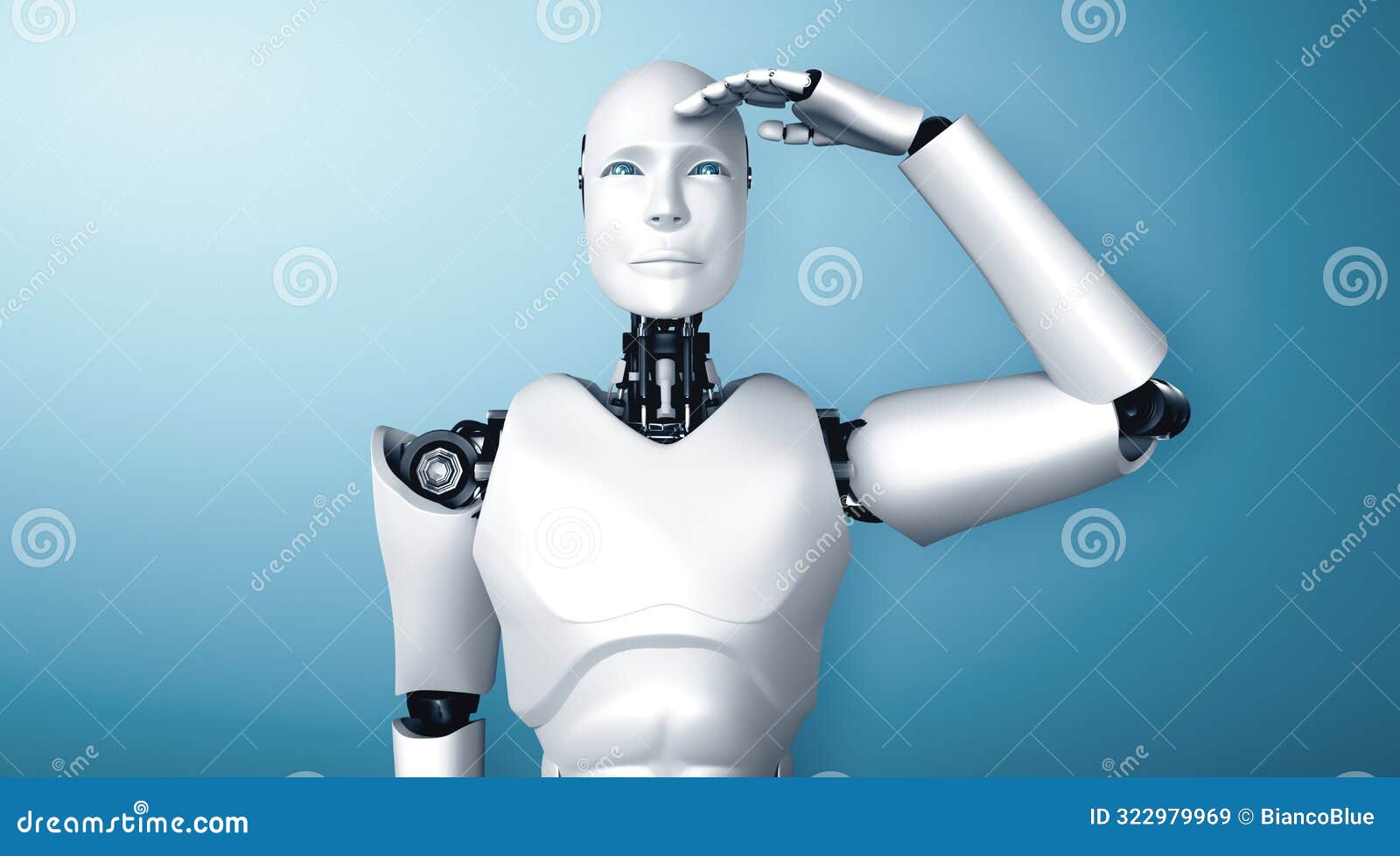 MLP Standing Humanoid Robot Looking Forward on Clean Background Stock ...