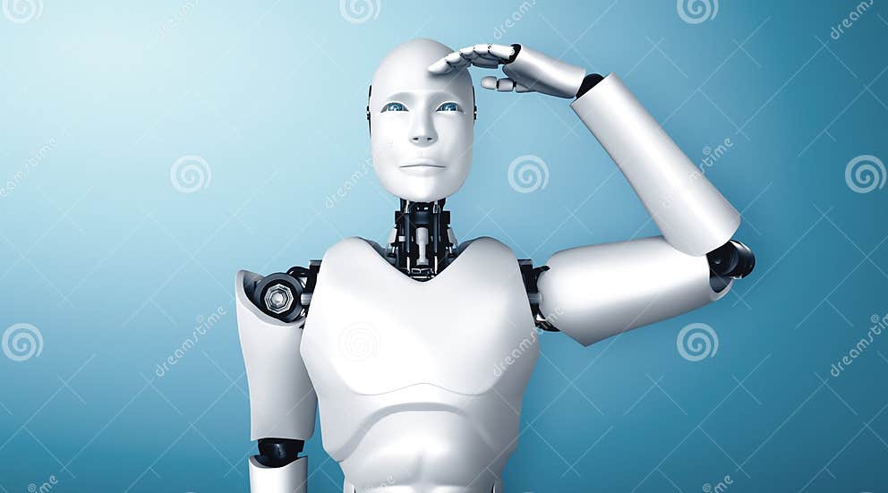 MLP Standing Humanoid Robot Looking Forward on Clean Background Stock ...