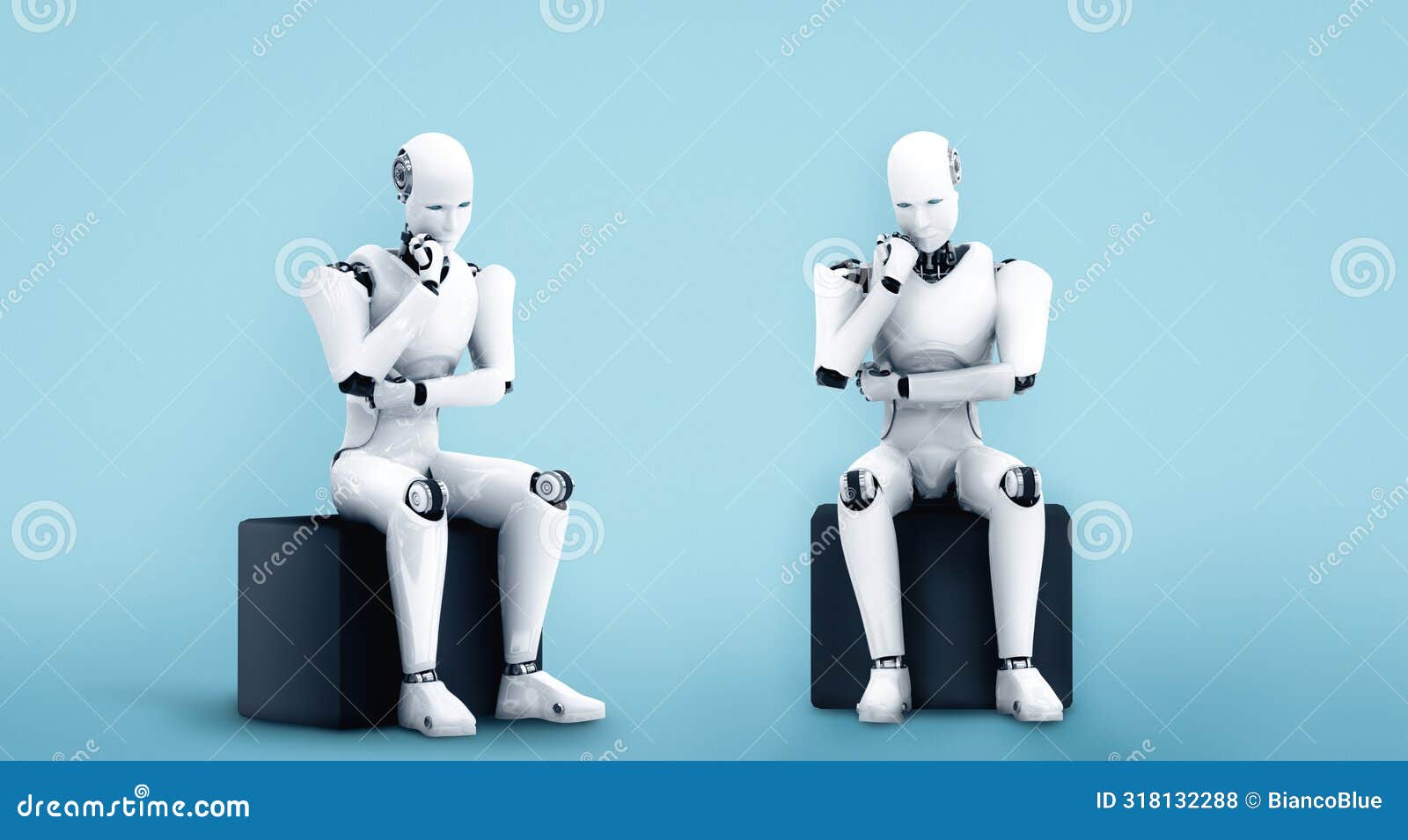 MLP Thinking AI Humanoid Robot Analyzing Information Data Stock ...