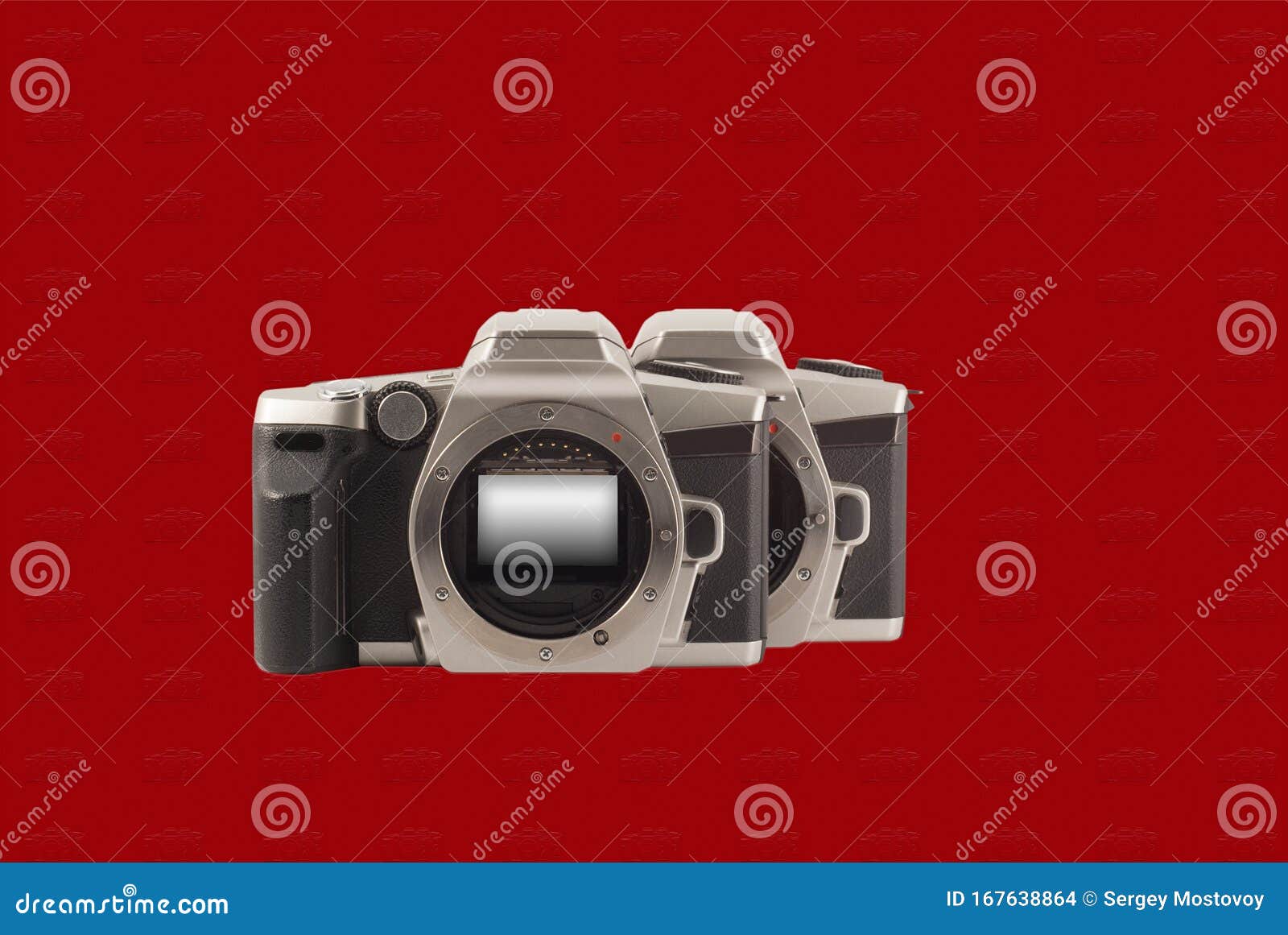 35 Mm Analog Camera on a Red Background with Texture. Film Camera Stock ...