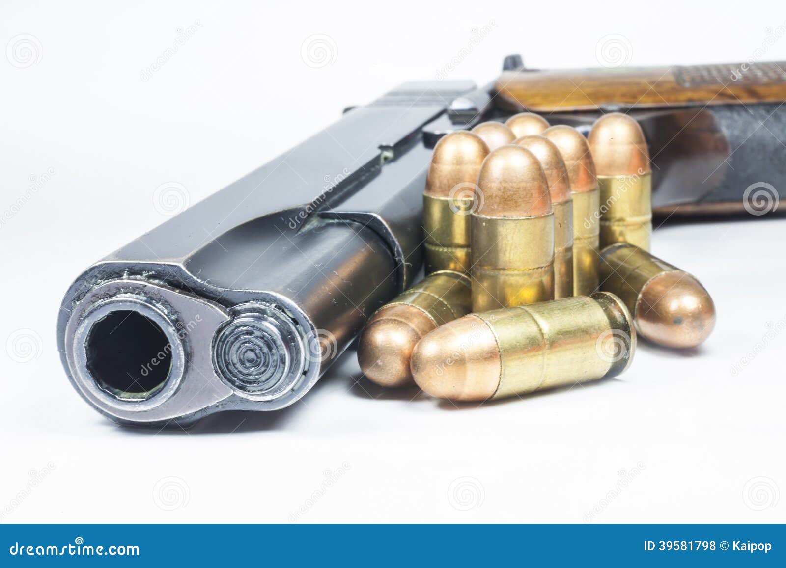 11 Mm. Black Handgun and Ammunition Stock Photo - Image of black, crime ...