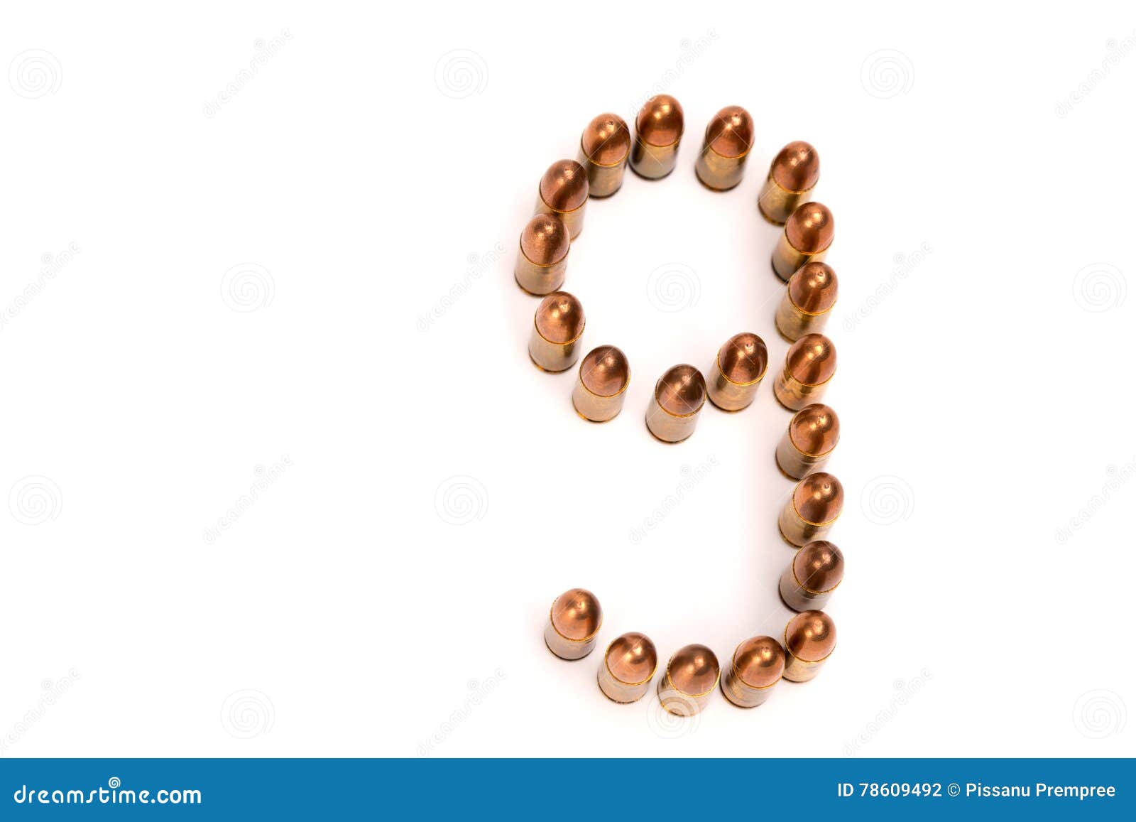 9mm.bullets Array Number Nine from Stock Photo - Image of bullet ...