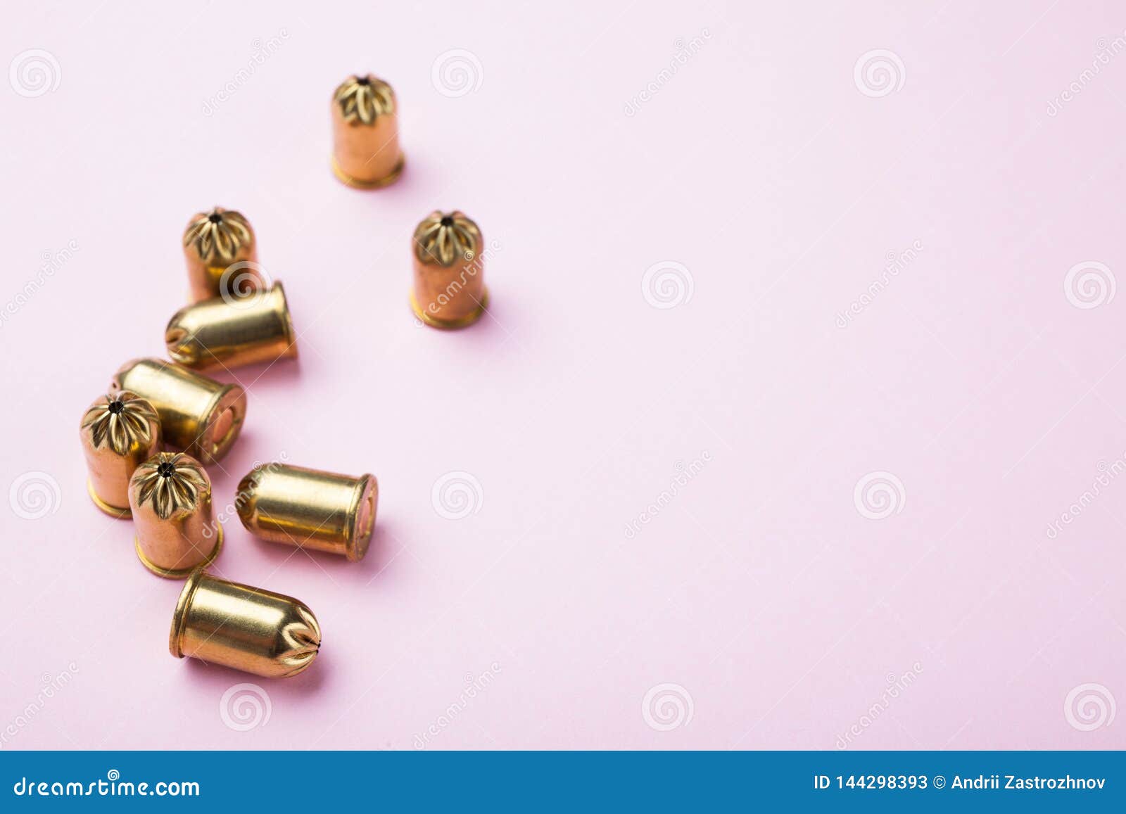 9 Mm Bullets on a Pink Background, Copy Space Stock Image - Image of ...
