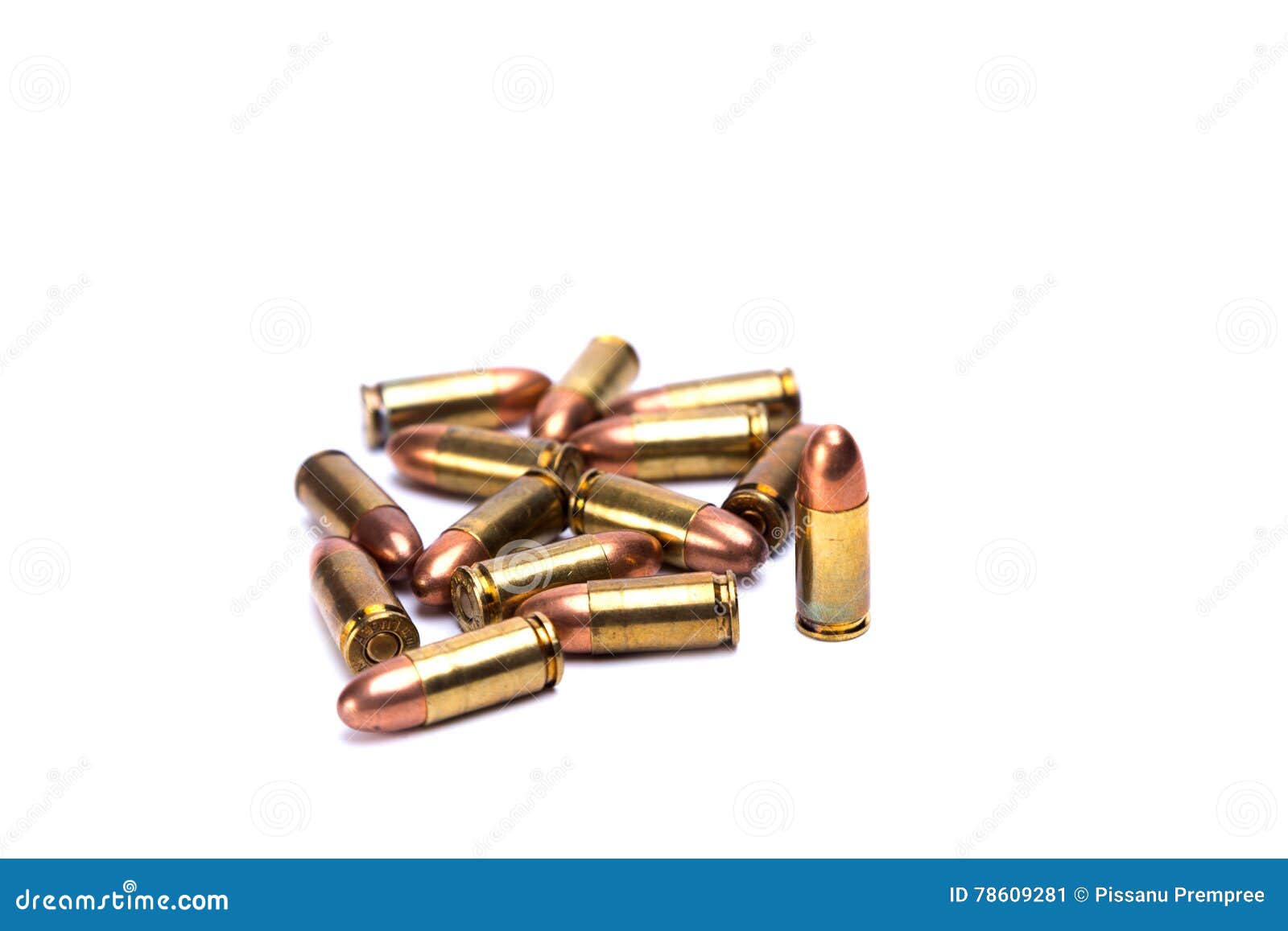9mm.bullets on Whitebackground Stock Image - Image of bullets, handgun ...