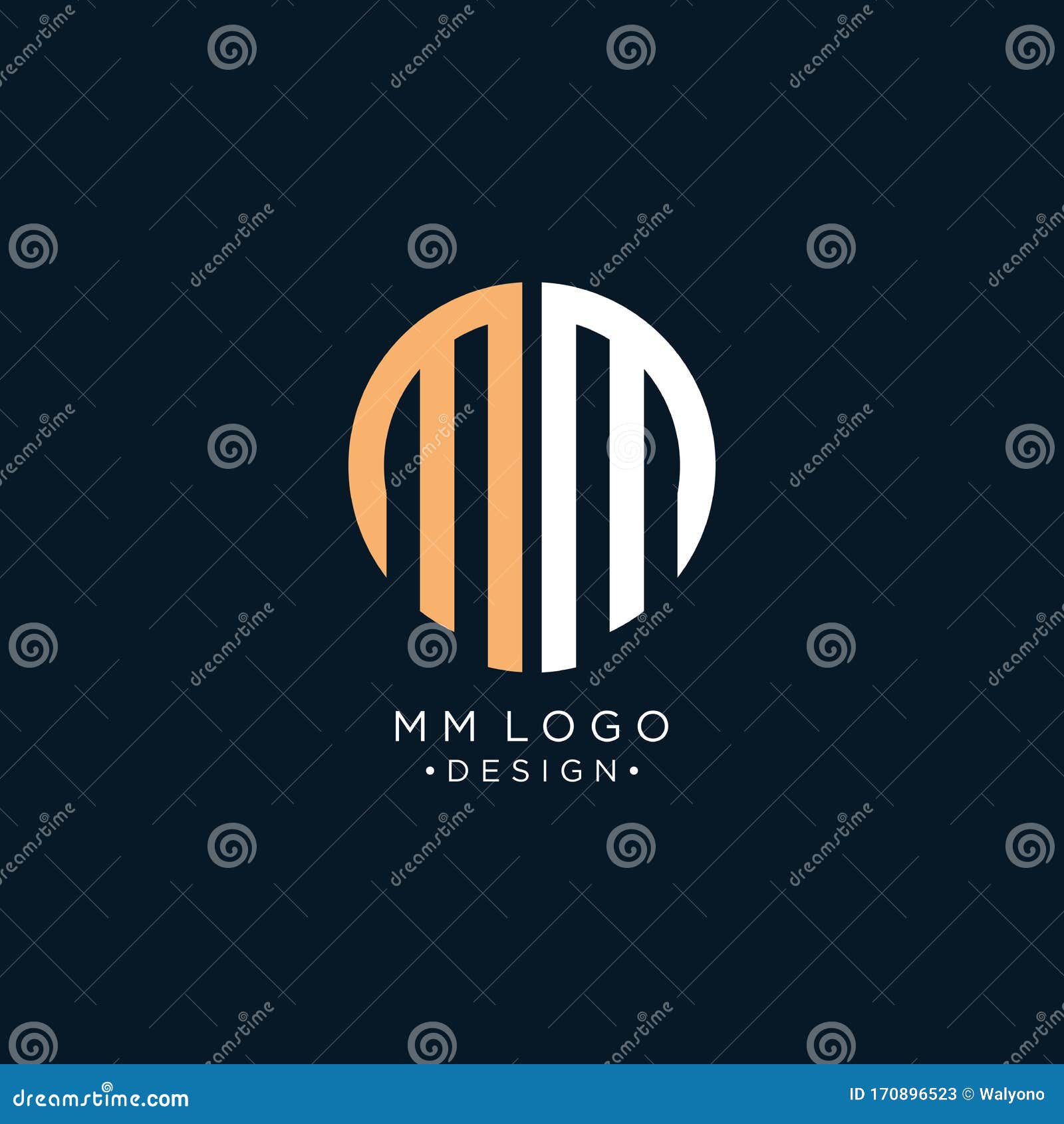 MM Circle Initials Letter Logo Design with Sans Serif Font Vector ...