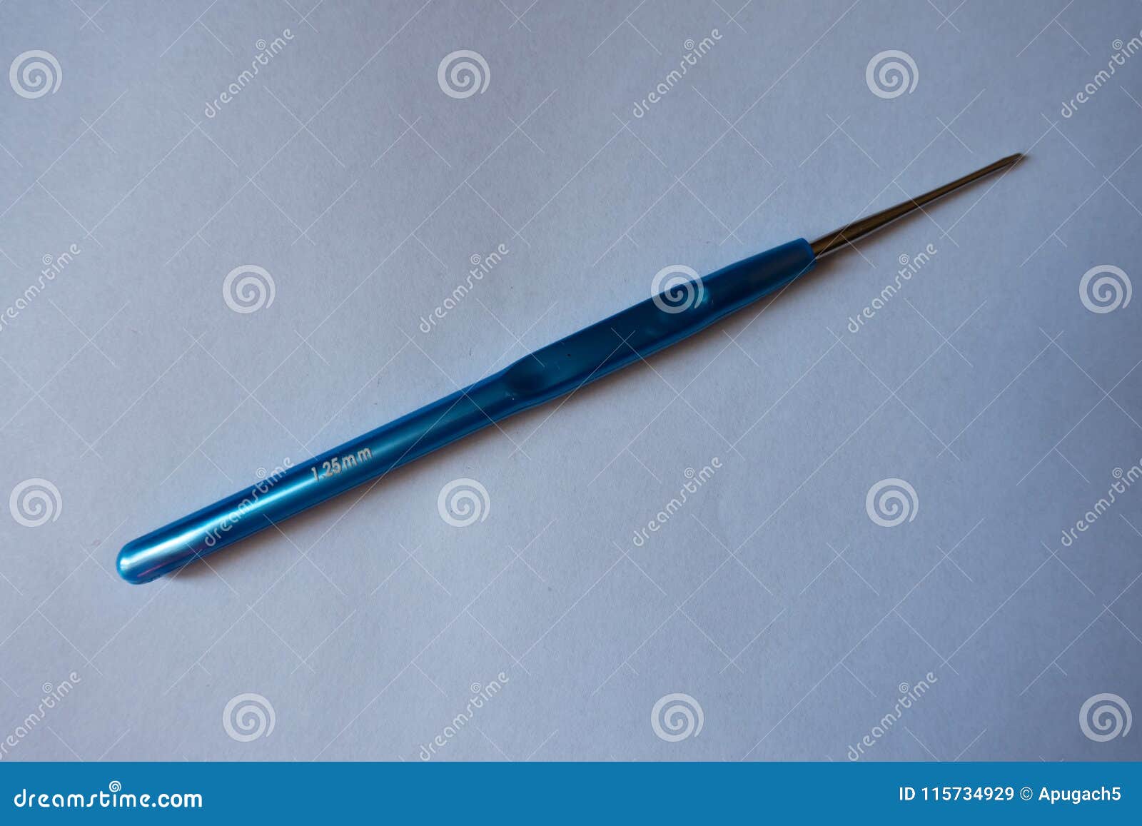 1.25 Mm Crochet Hook with Blue Handle Stock Image - Image of little ...