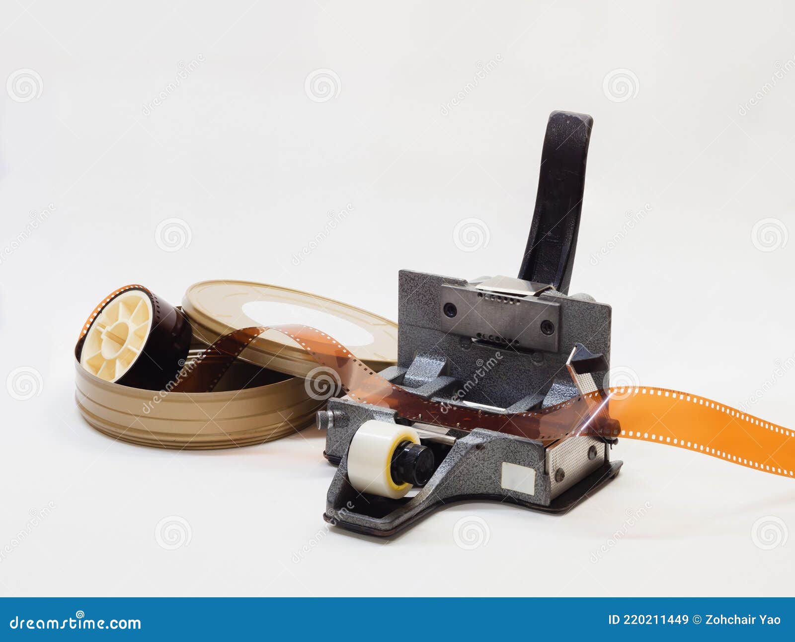 35mm Film Splicer with Negative Film Roll on White Background Stock ...