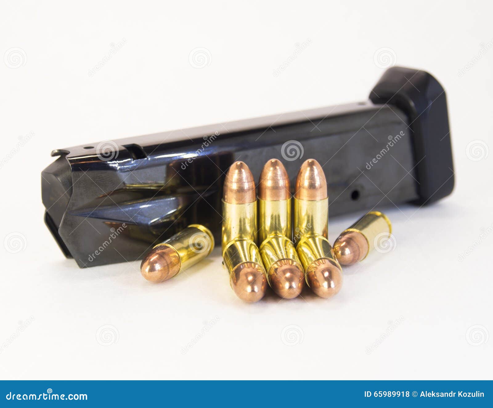 9mm Gun Bullets with a Magazine Stock Photo - Image of front, arranged ...