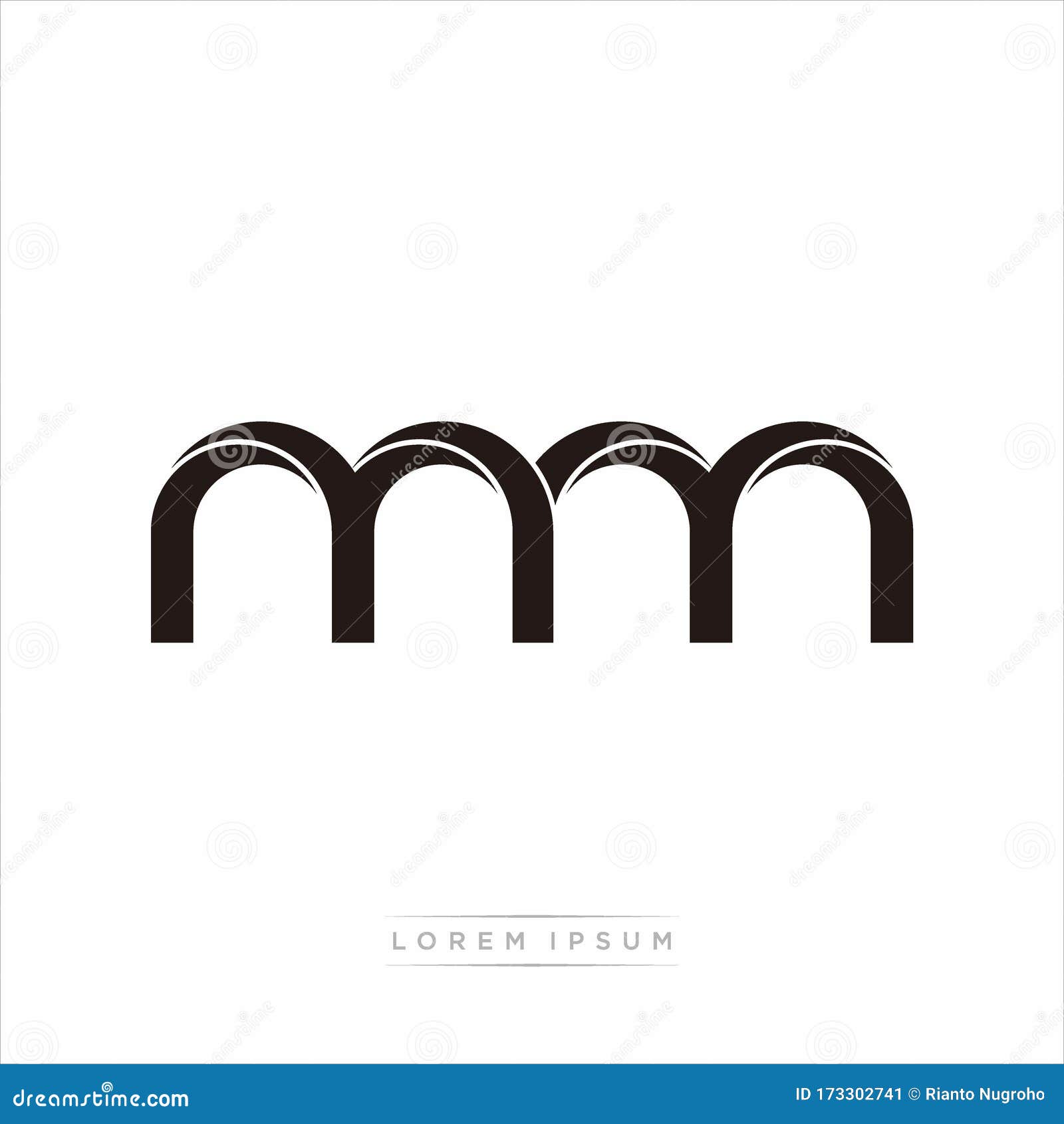 Mm Initial Letter Split Lowercase Modern Monogram Linked Outline ...