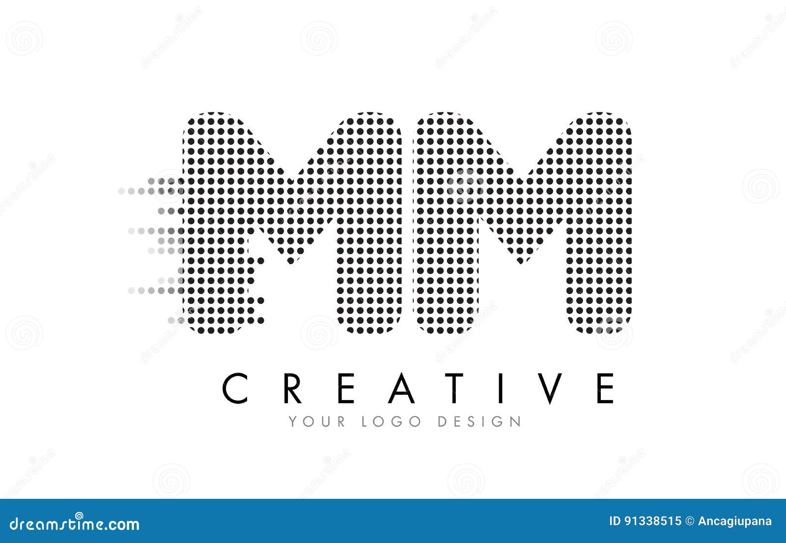 MM M M Letter Logo with Black Dots and Trails. Stock Vector ...
